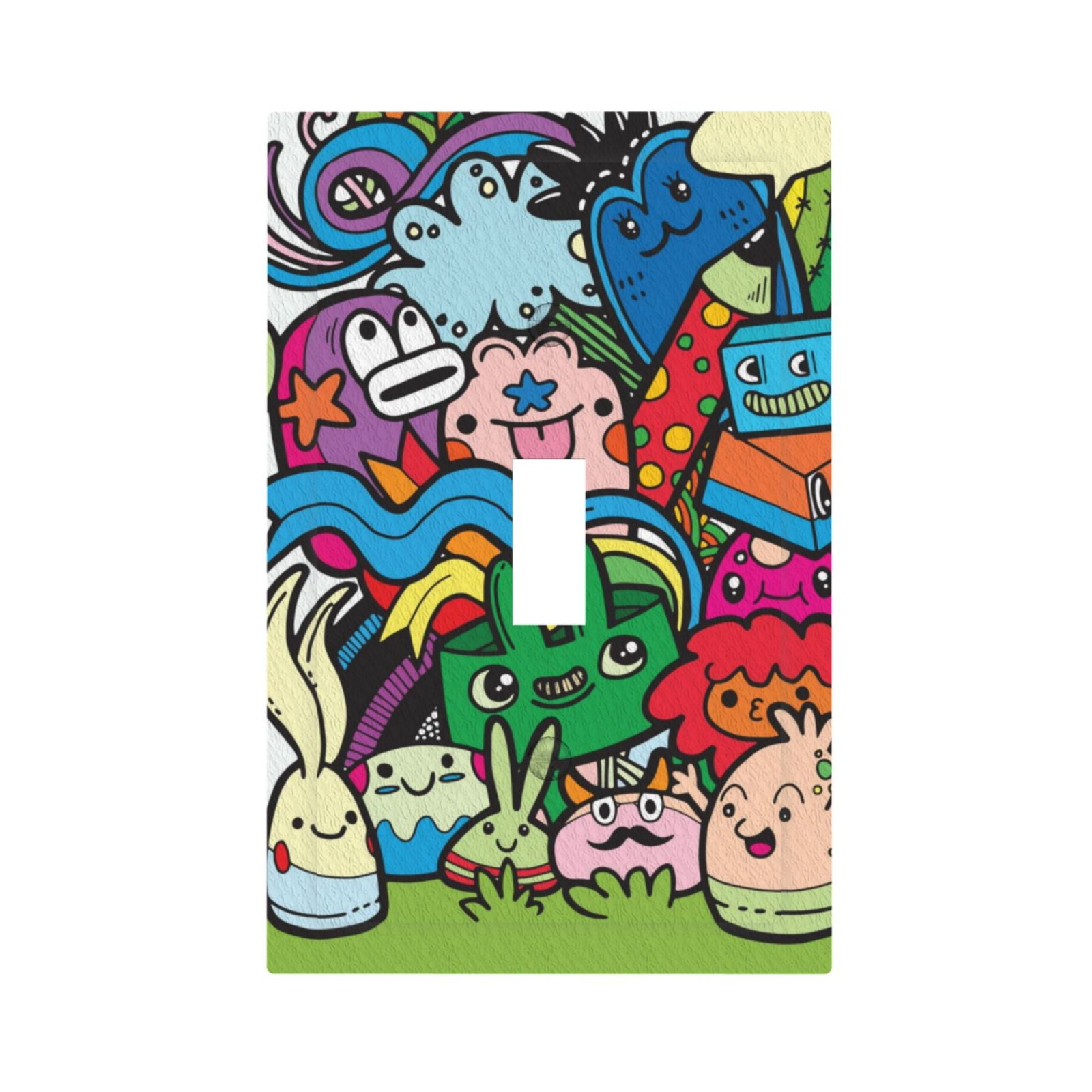 ZICANCN Outlet Covers Wall Plate, Funny Doodle Scary Monster Light ...