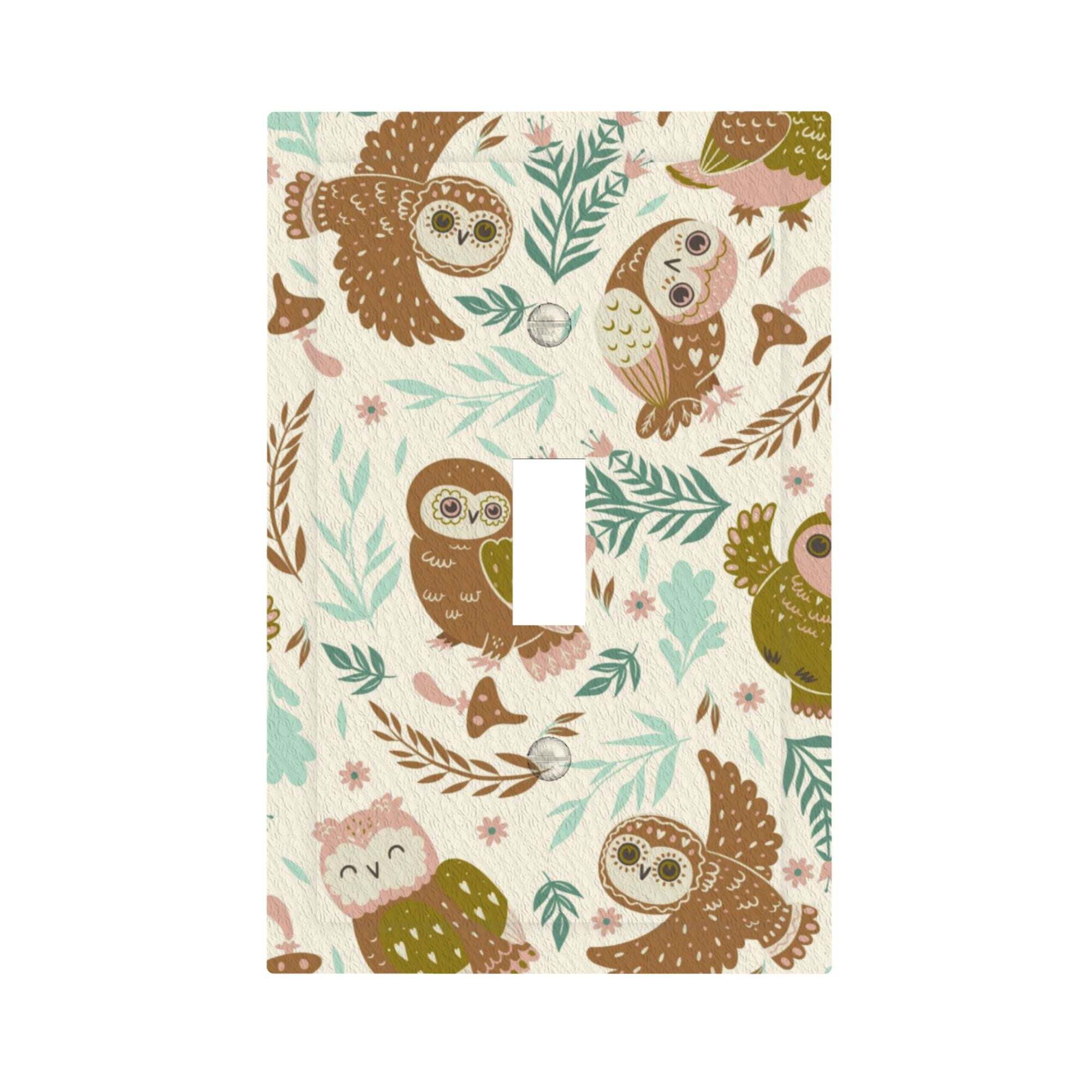 ZICANCN Outlet Covers Wall Plate, Pastel Owls Floral Leaves Light ...