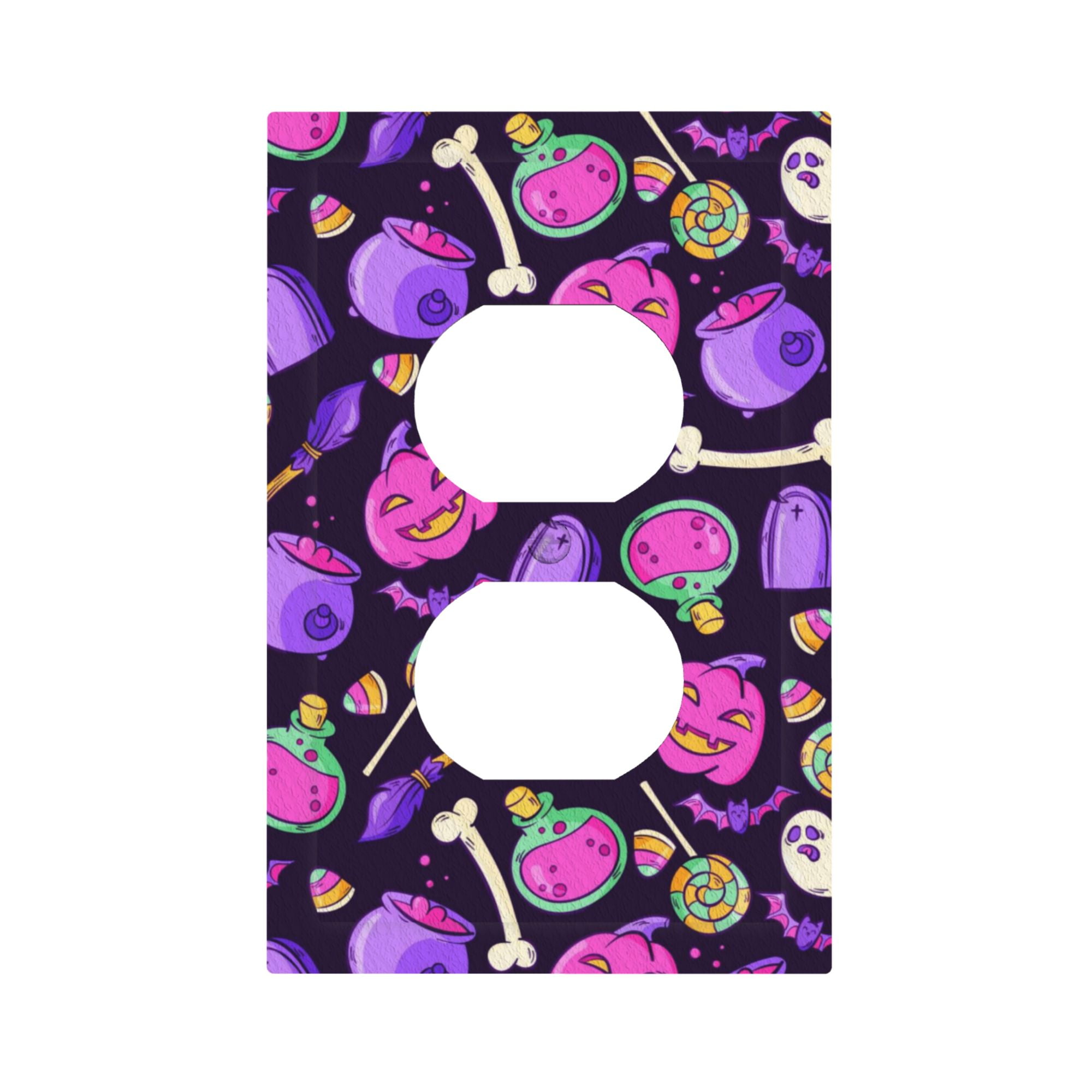 ZICANCN Outlet Covers Wall Plate, Purple Ghost Spooky Pumpkin Bat Light ...