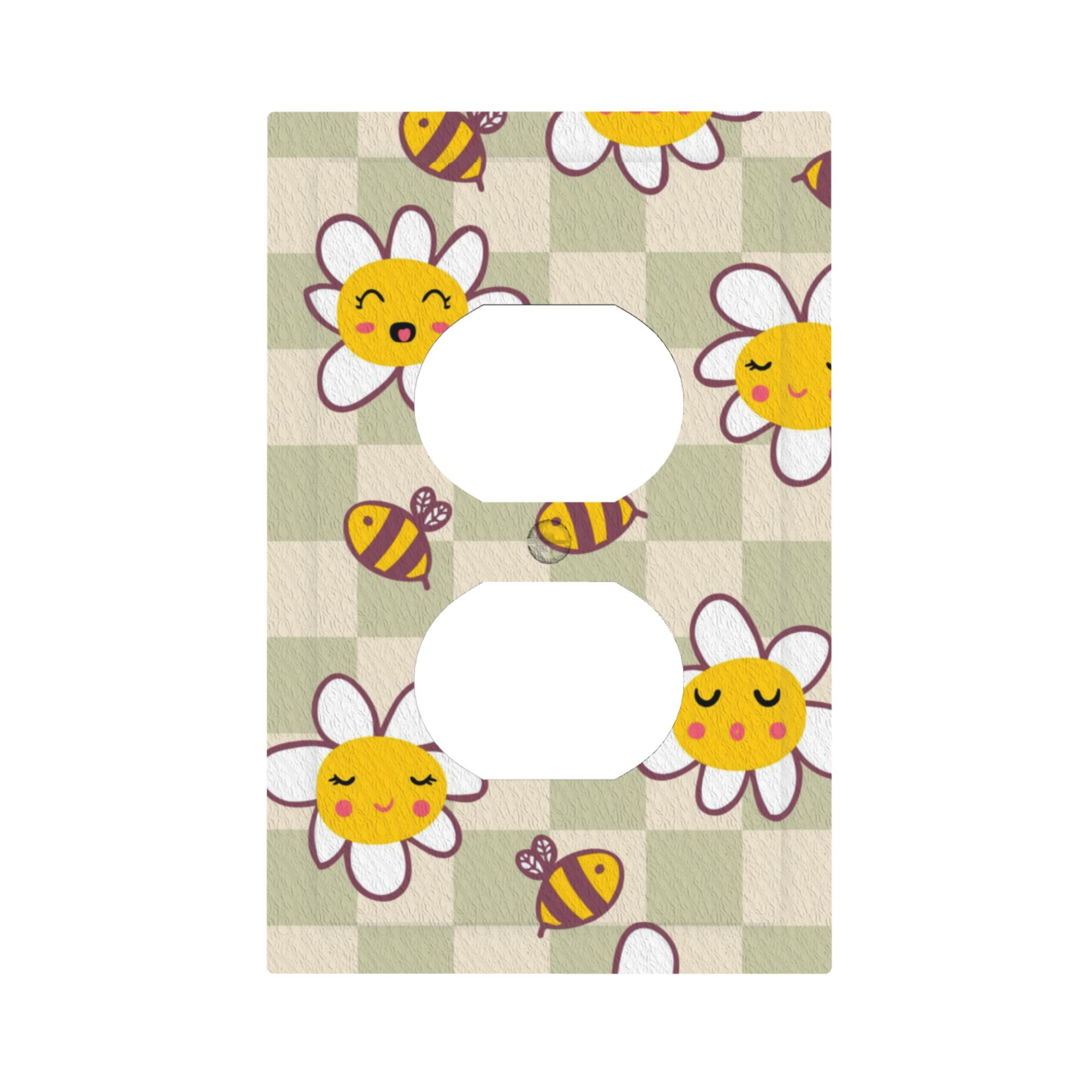 ZICANCN Outlet Covers Wall Plate, Retro Checkerboard Daisies Bees Light ...