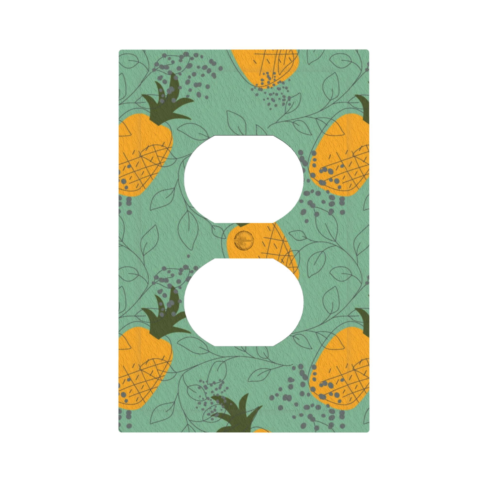 ZICANCN Outlet Covers Wall Plate, Yellow Pineapple Blue Background ...