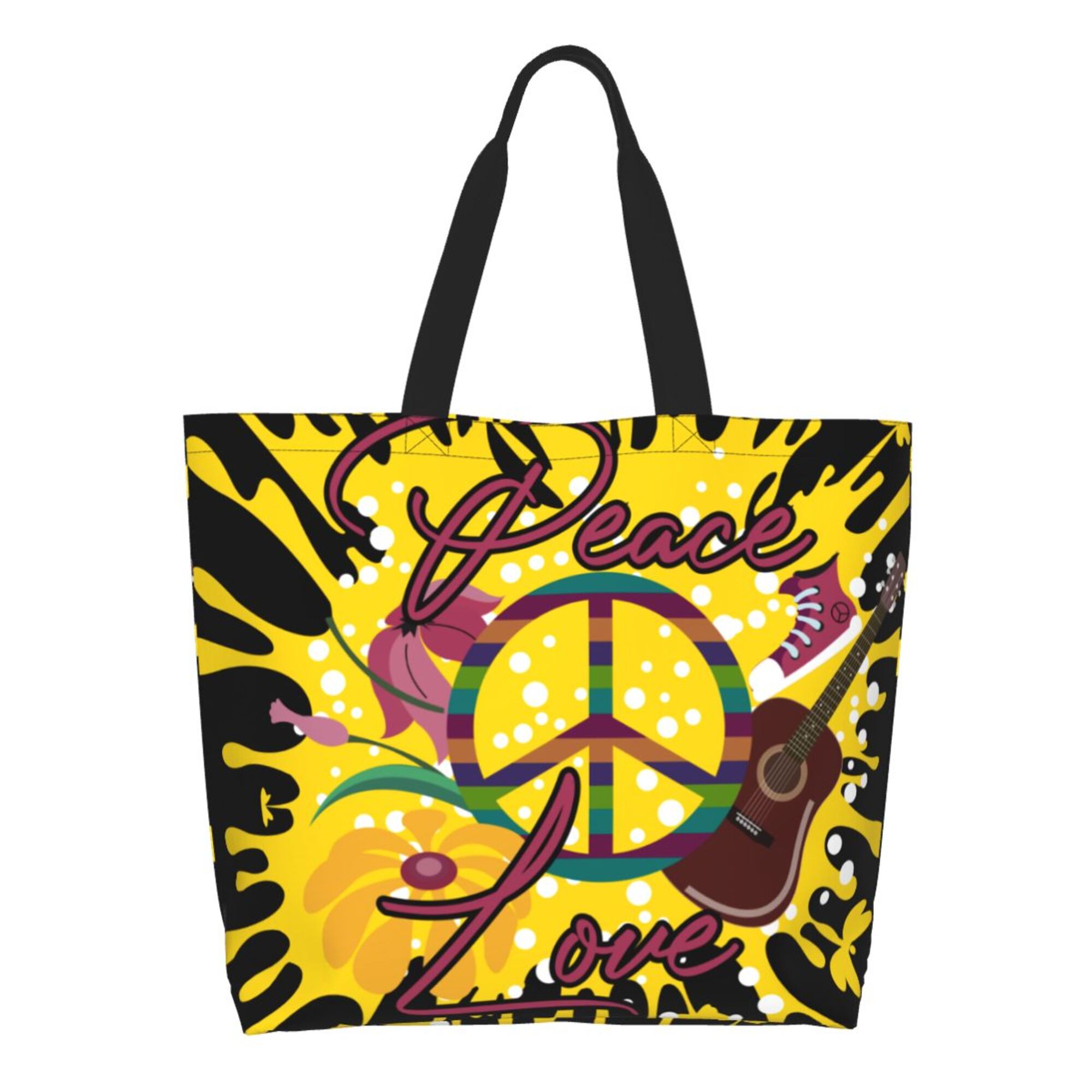 ZICANCN Peace Sees Love Words Tote Bag, Grocery Bags Reusable Shopping ...