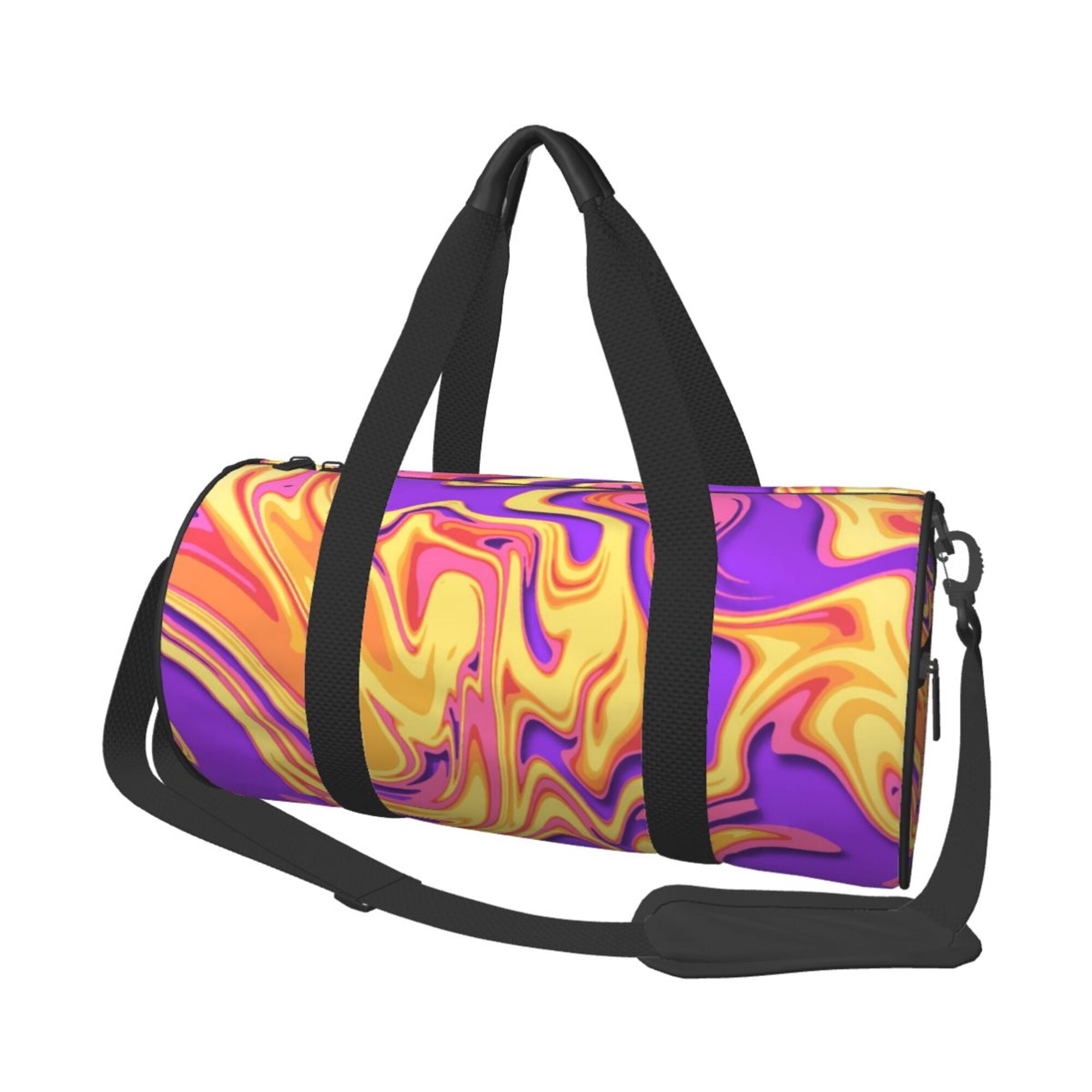 ZICANCN Purple Neon Psychedelic Yellow Swirls Travel Duffle Bag, Sports ...