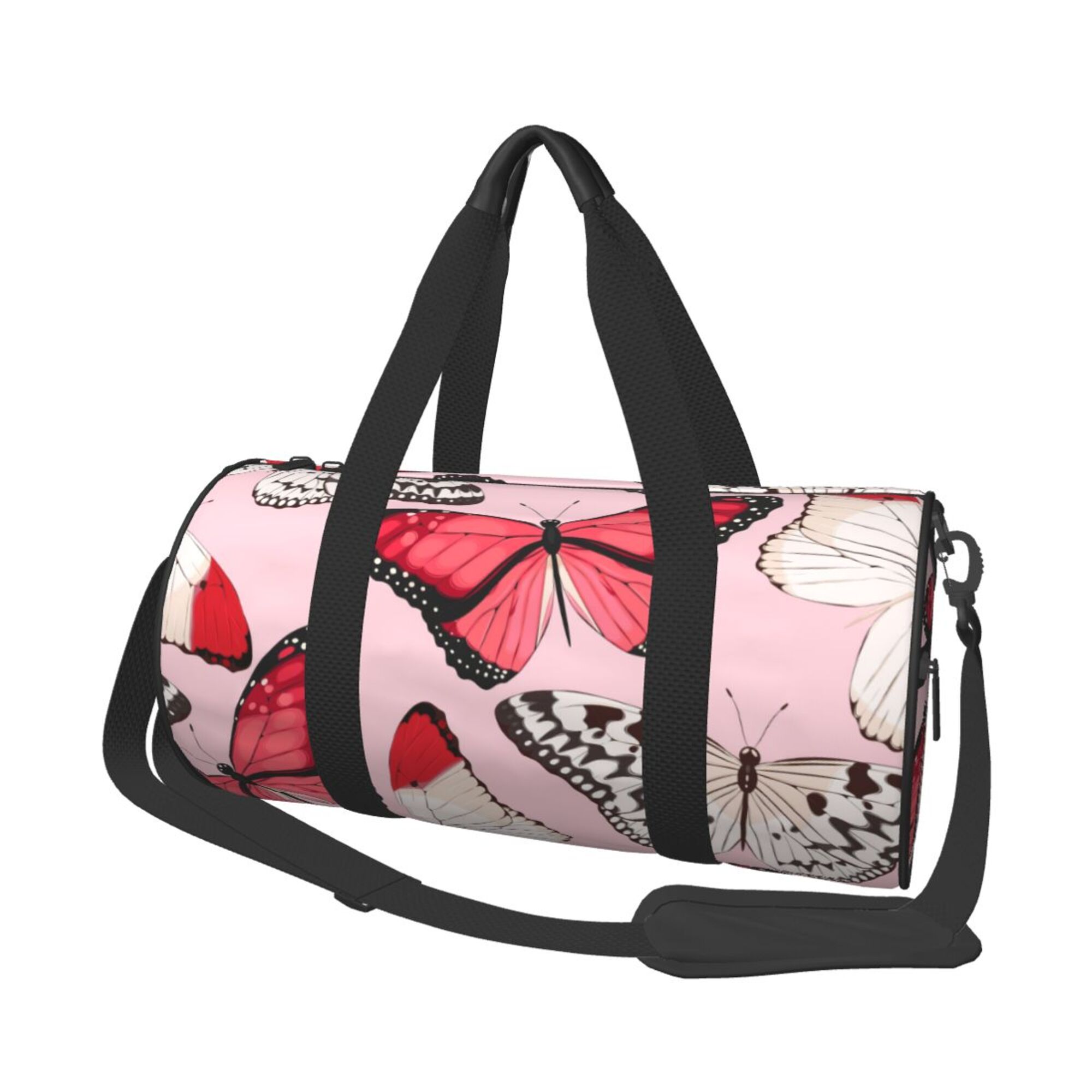 ZICANCN Red White Butterflies Pink Background Travel Duffle Bag, Sports ...