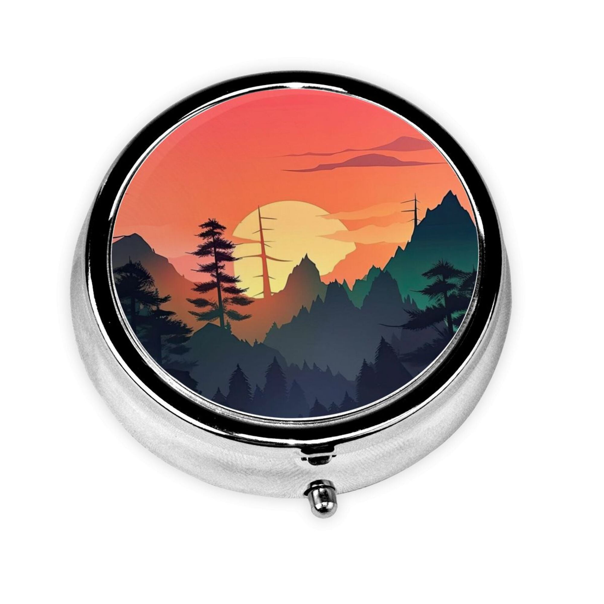 ZICANCN Round Pill Box Organizer with 3 Compartment, Trees Forest ...