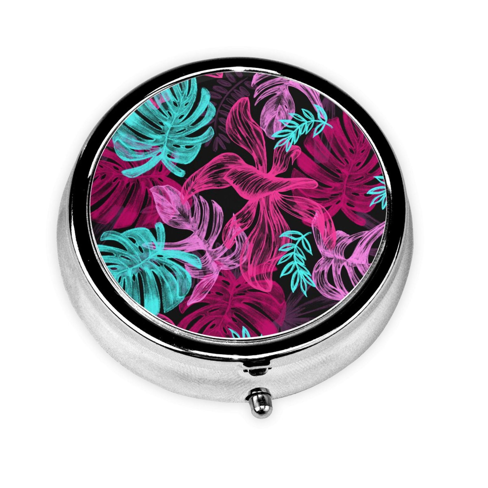 ZICANCN Round Pill Box Organizer with 3 Compartment, Tropical Jungle ...