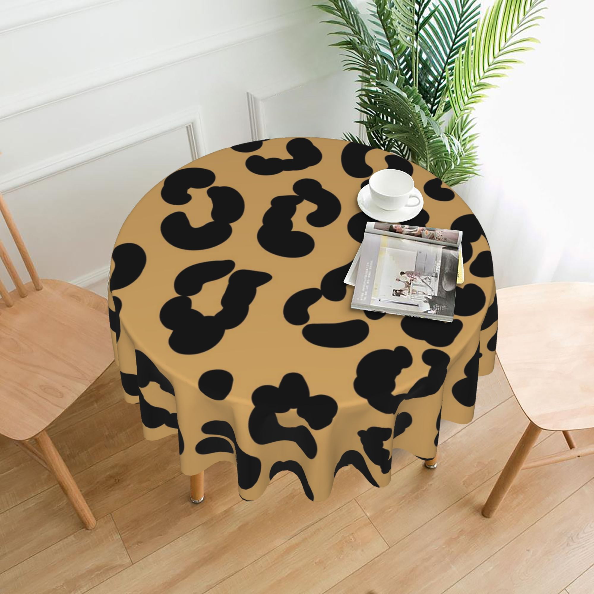 ZICANCN Round Table Cloths 60 Inch, Brown Leopard Print Animal Table ...