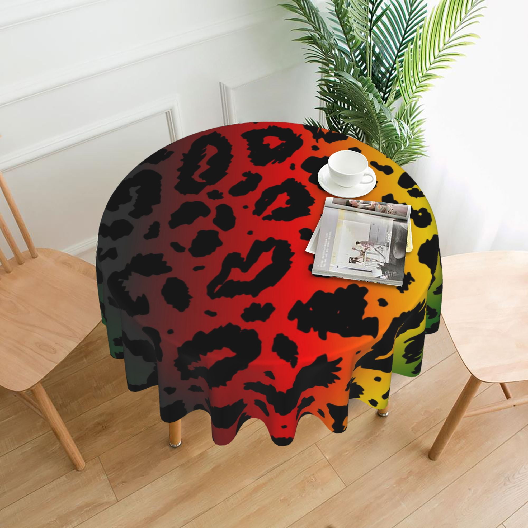 ZICANCN Round Table Cloths 60 Inch, Colored Leopard Print Animal Table ...