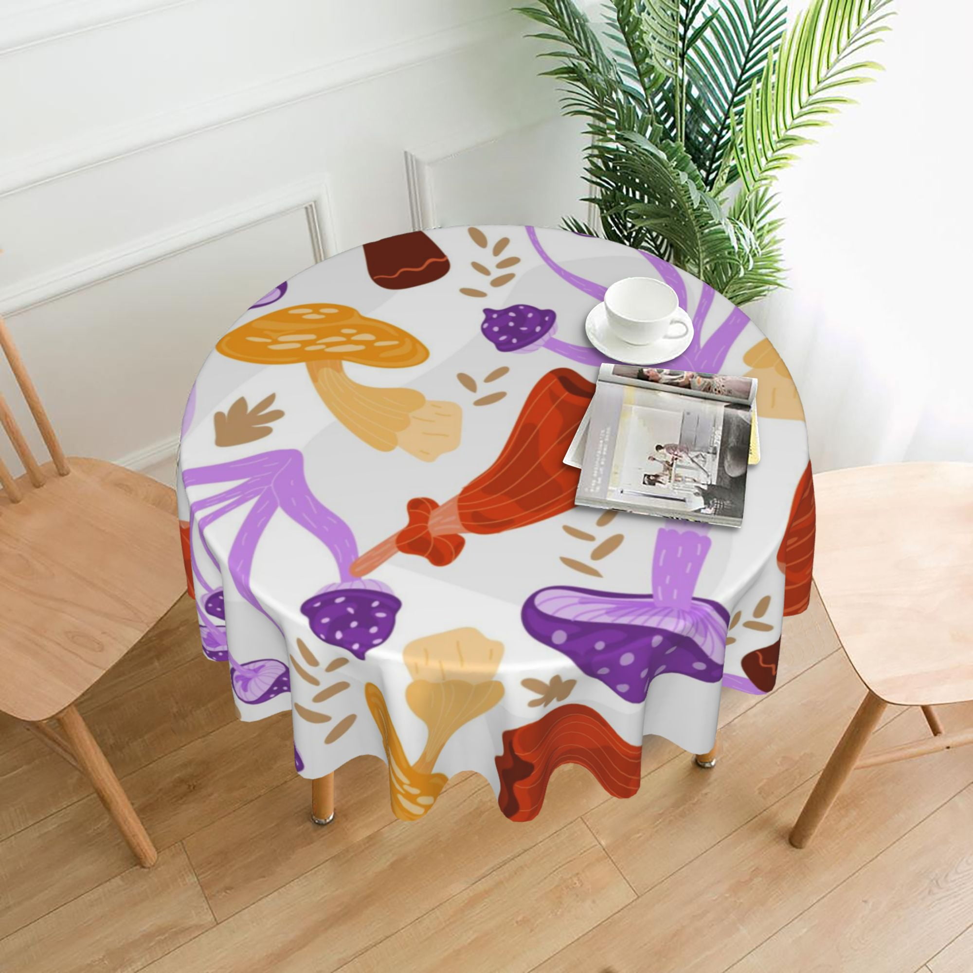 ZICANCN Round Table Cloths 60 Inch, Colorful Mushrooms Background Table ...
