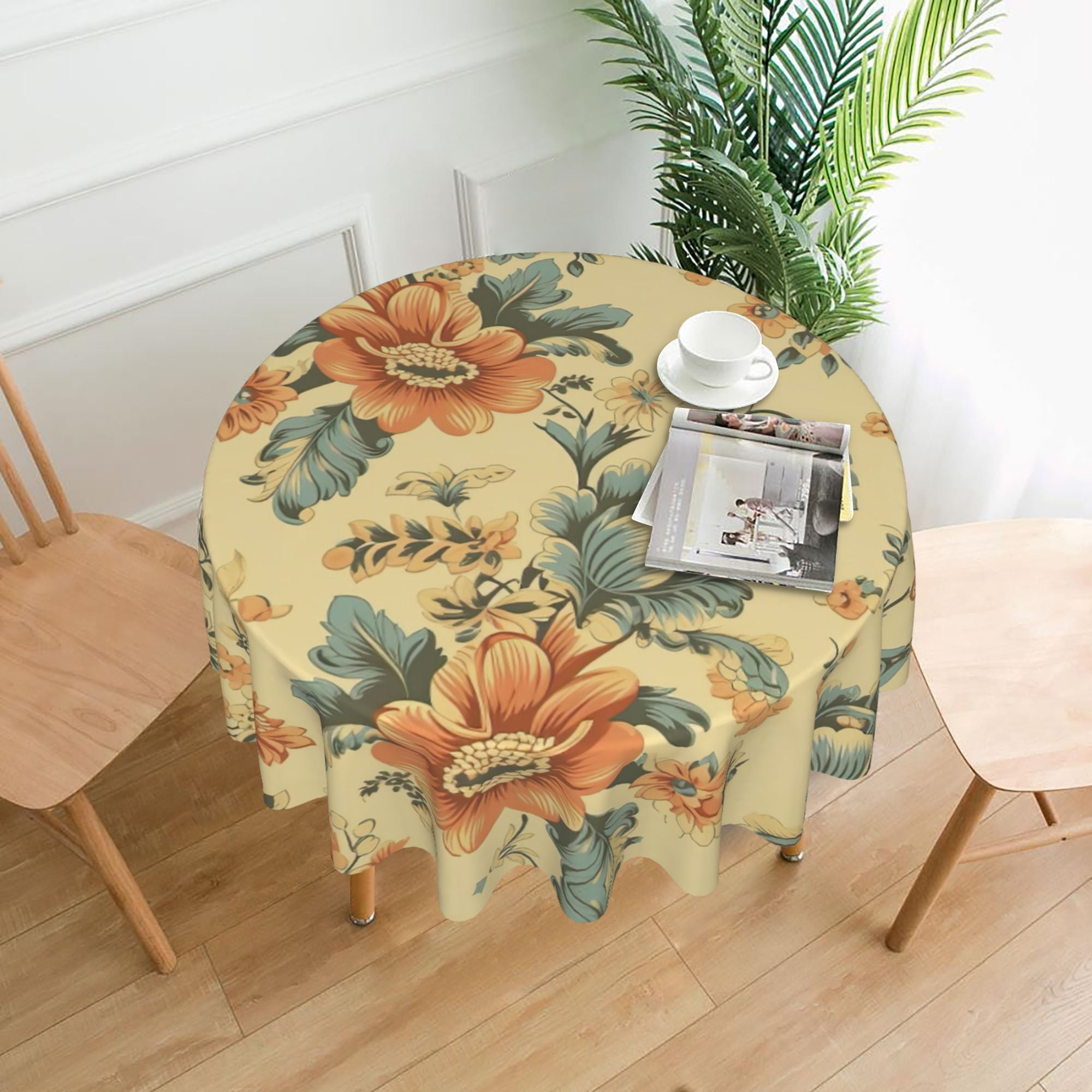 ZICANCN Round Table Cloths 60 Inch, Floral Pattern Table Cover ...