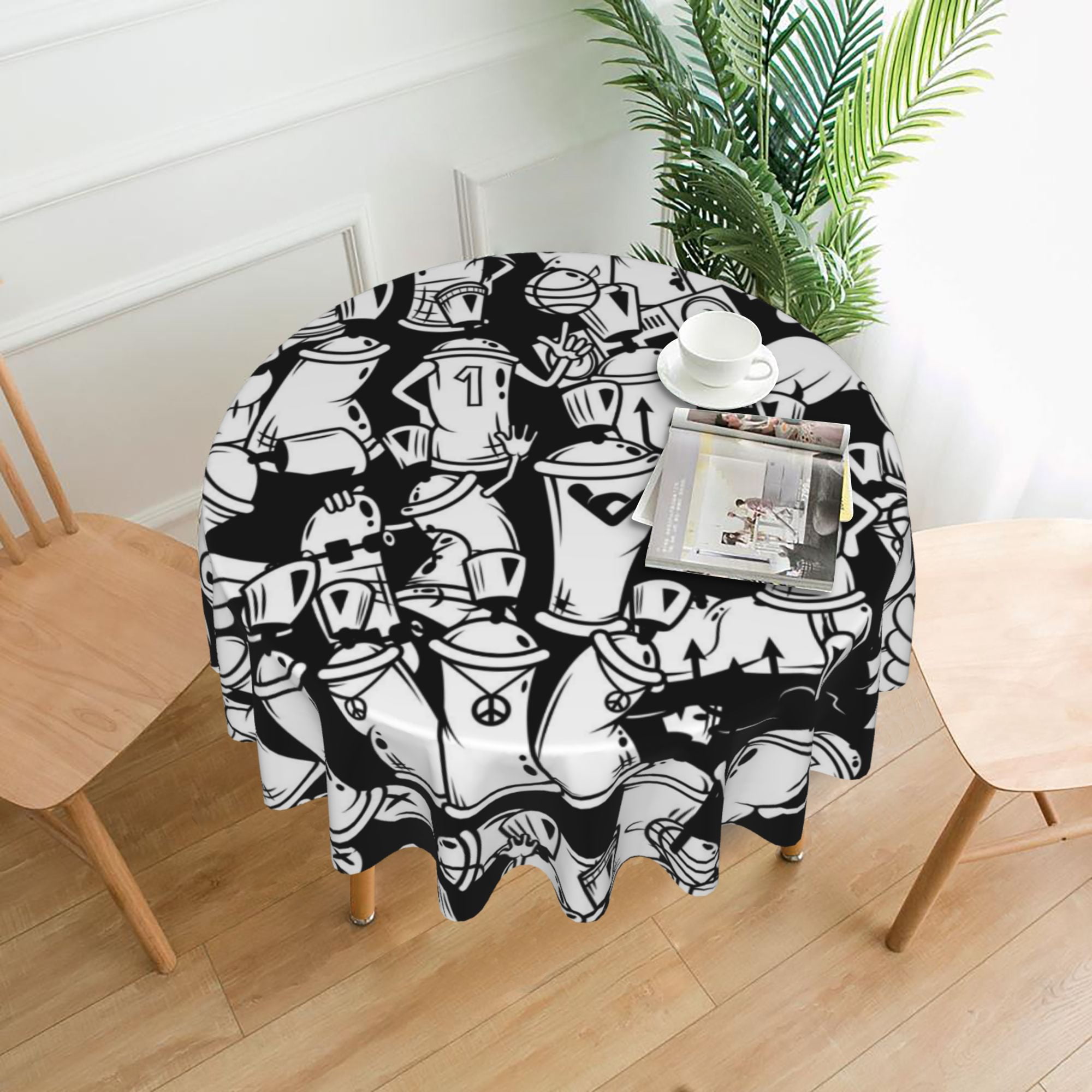 ZICANCN Round Table Cloths 60 Inch, Graffiti Spray Can Sketch Table ...