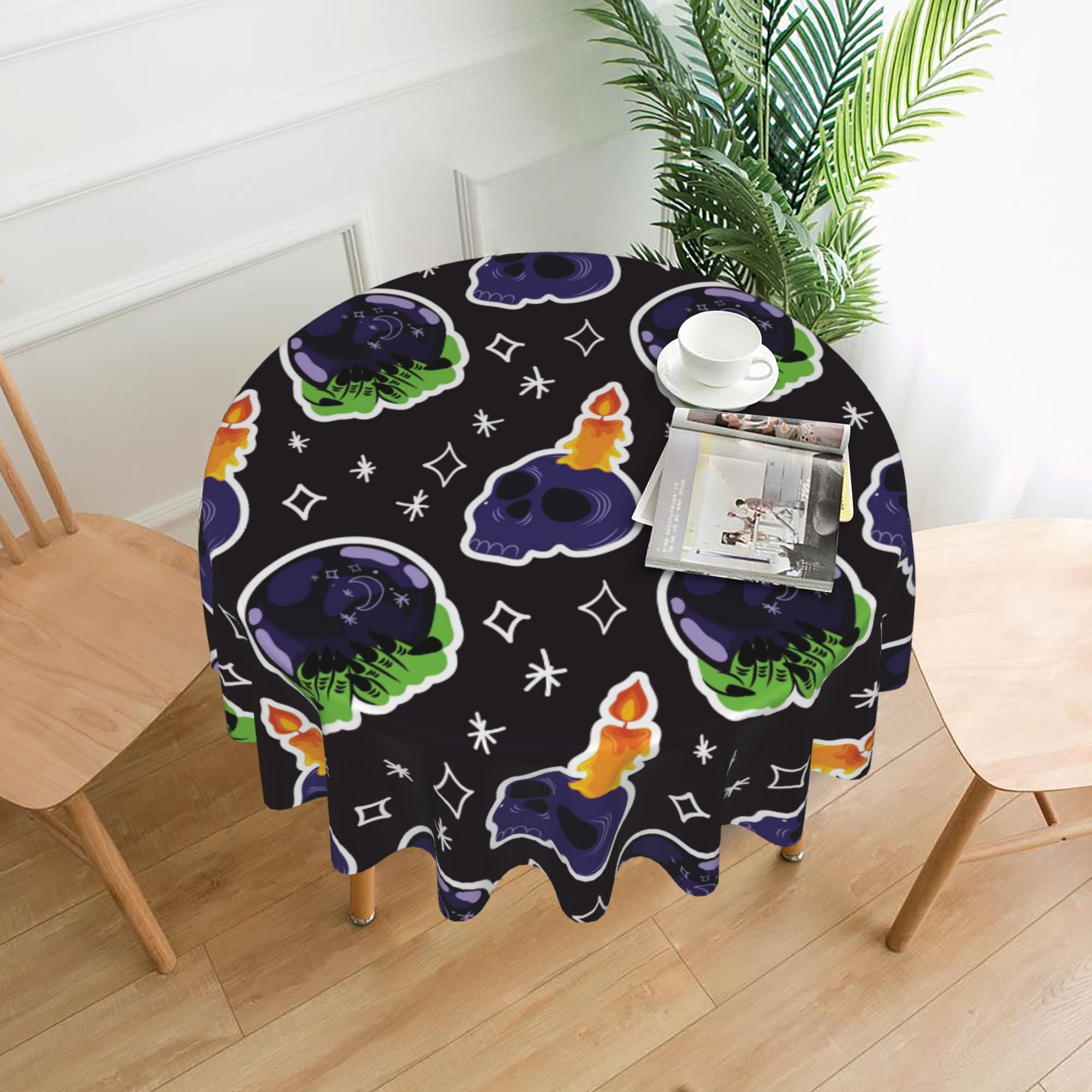 ZICANCN Round Table Cloths 60 Inch, Halloween Night Scary Horror Skull ...