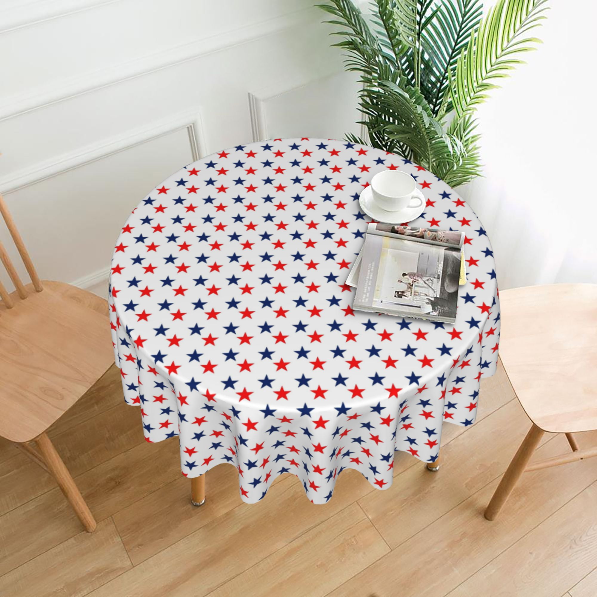 ZICANCN Round Table Cloths 60 Inch, Patriotic Red White Blue Stars ...