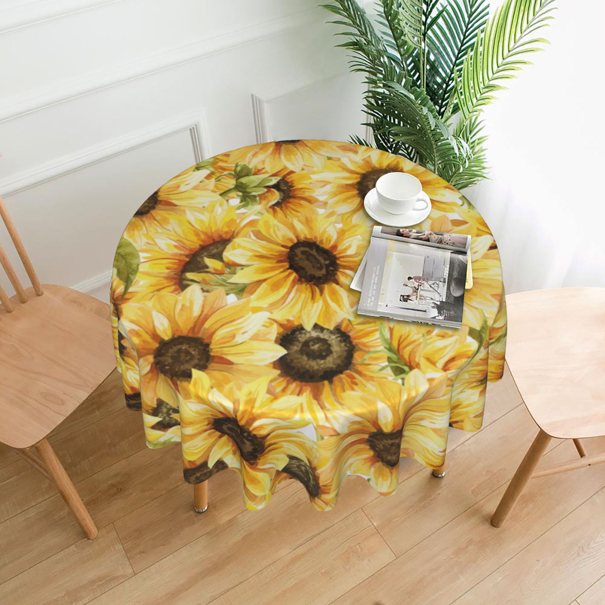 ZICANCN Round Table Cloths 60 Inch, Sunflower Flower Decoration Table ...