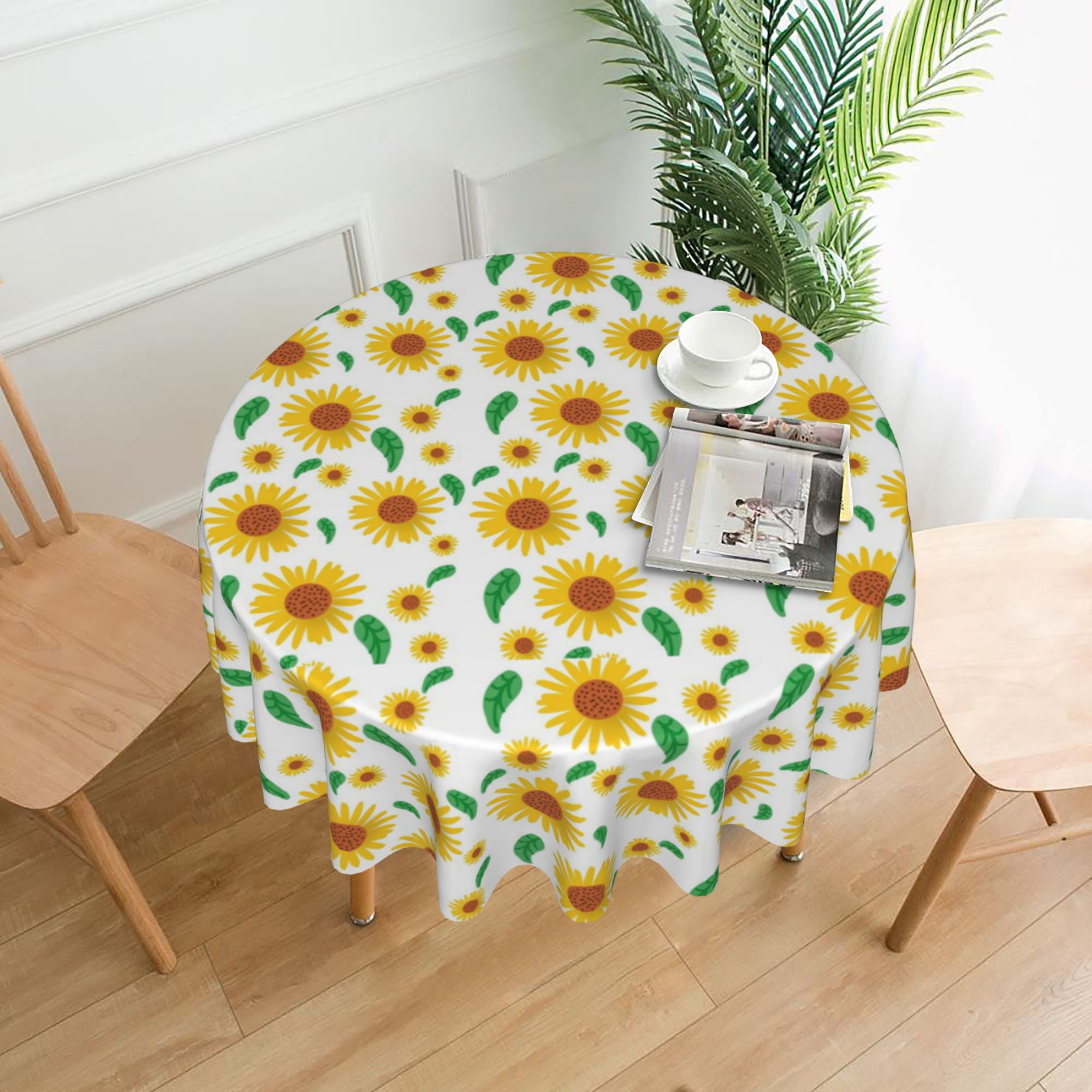 ZICANCN Round Table Cloths 60 Inch, Sunflower Template Flower Table ...