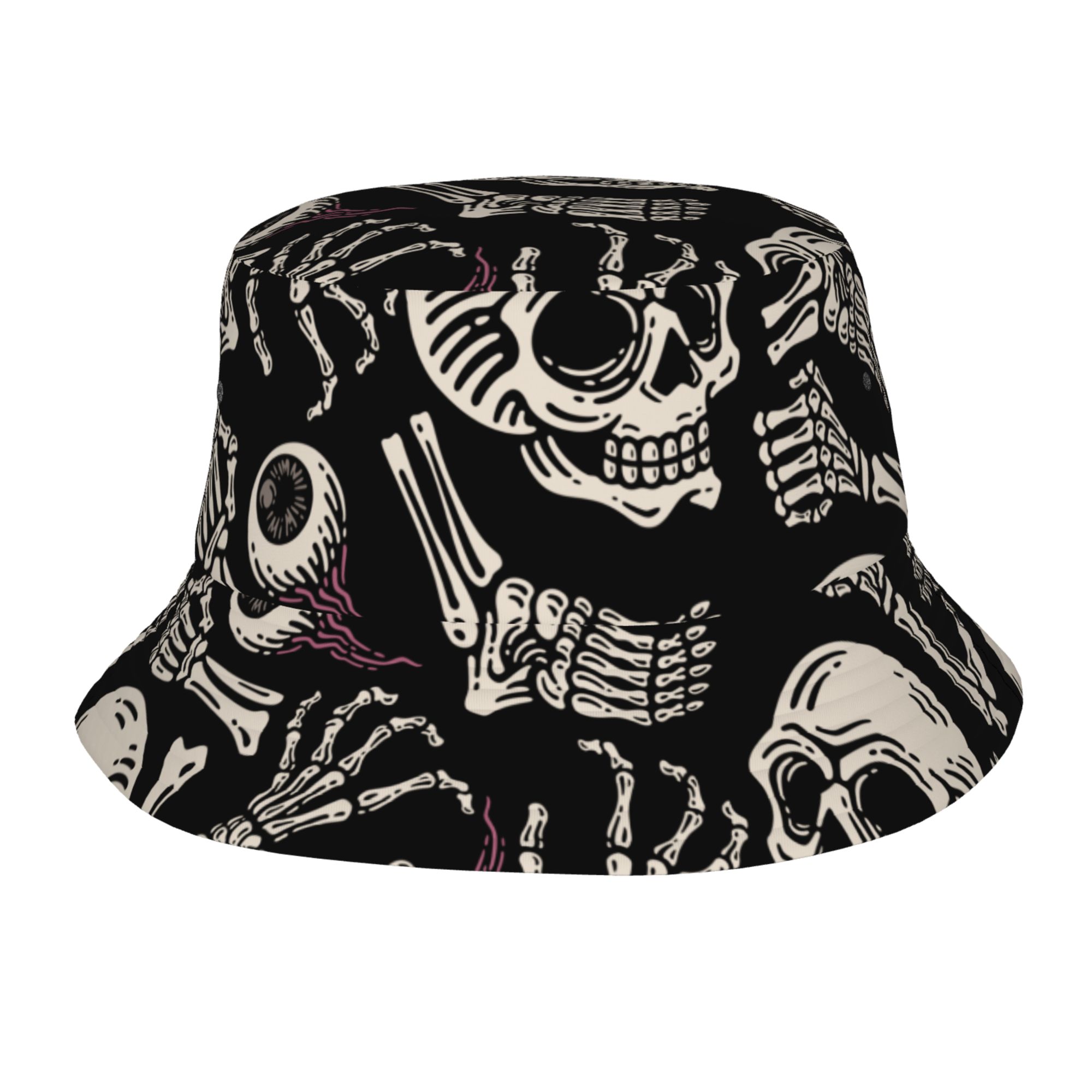ZICANCN Skulls Bones Eyeballs Print Bucket Hat , Unisex Print Double ...