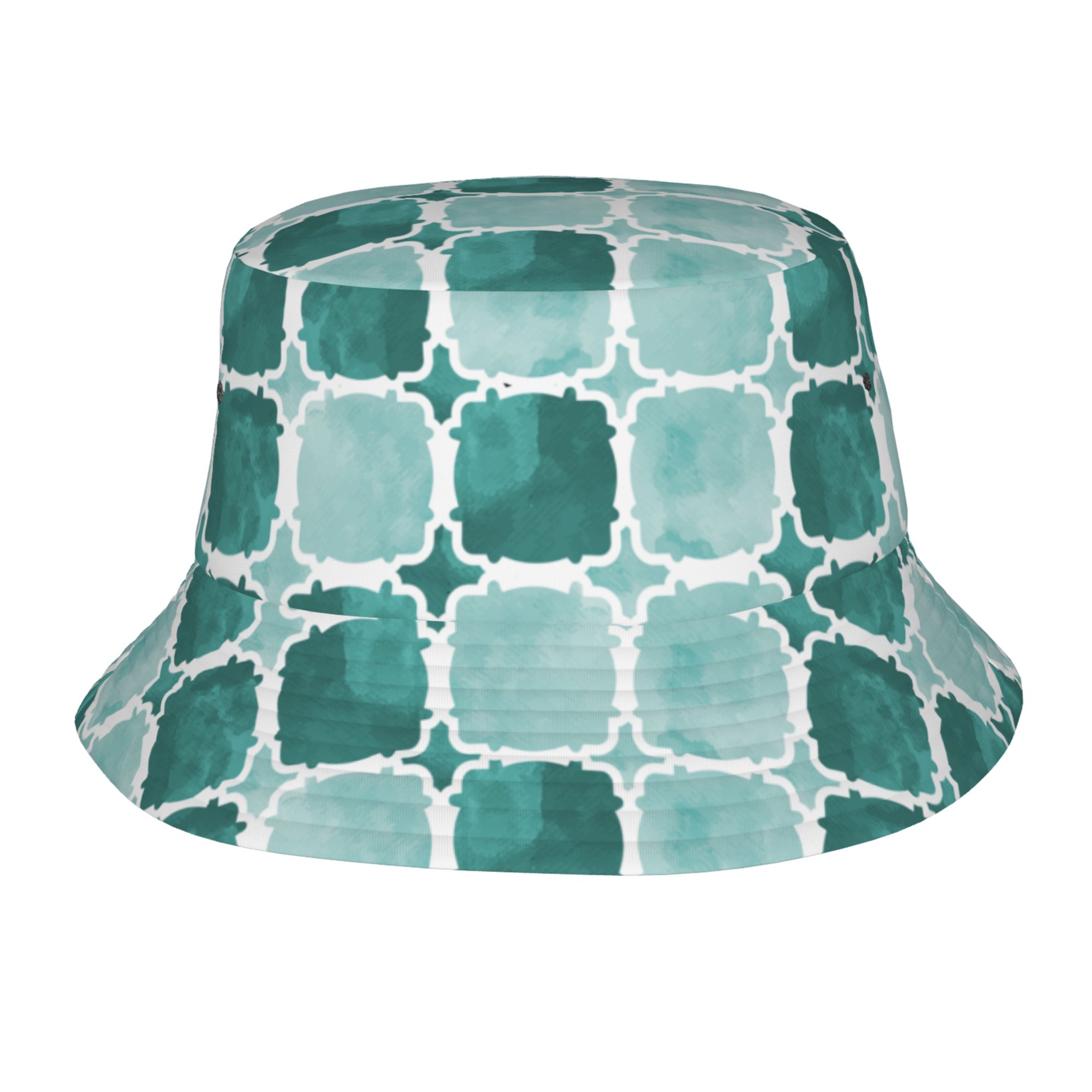 ZICANCN Teal Quatrefoil Square Bucket Hat , Unisex Print Double-Side ...