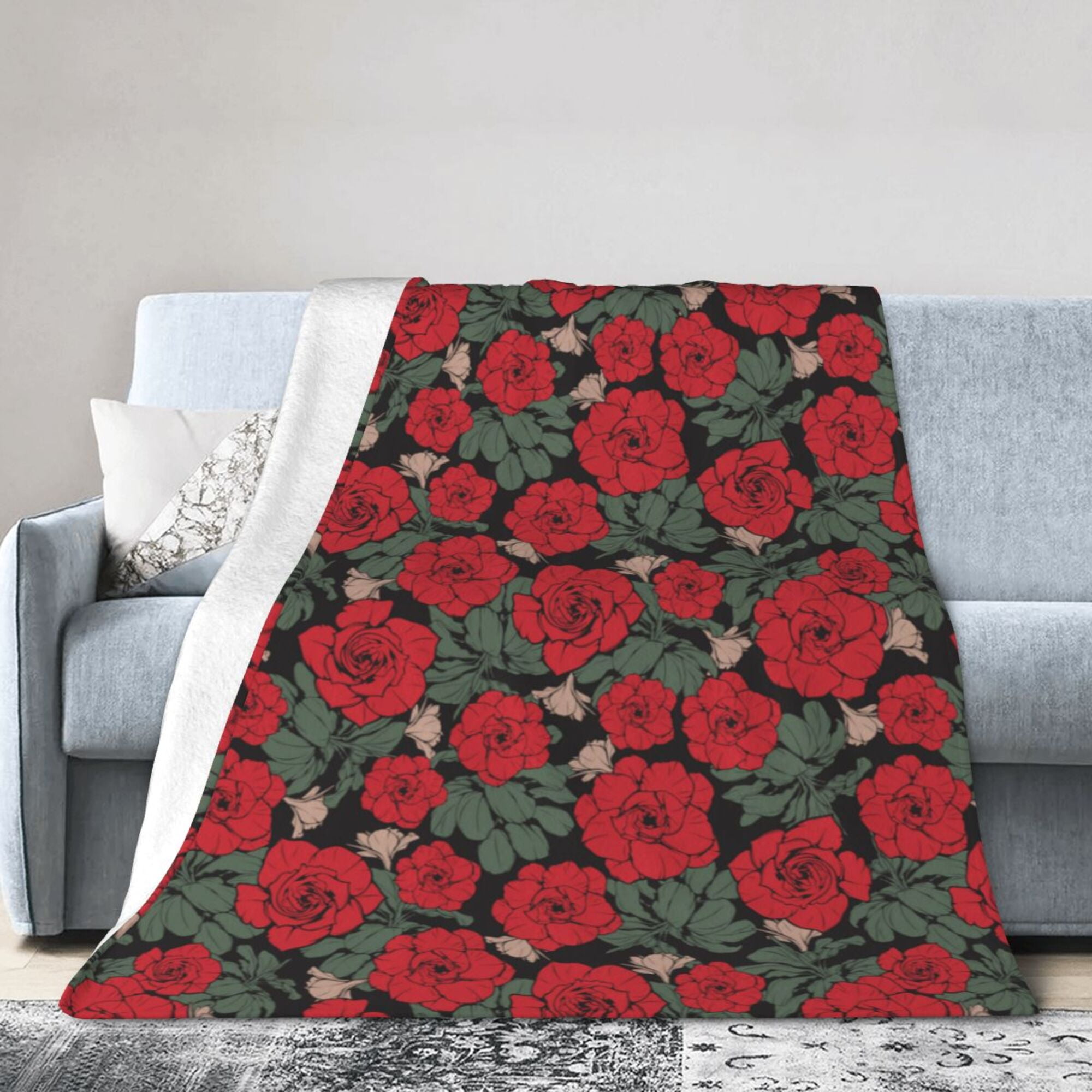 ZICANCN Throw Blanket Beautiful Red Wild Rose , Couch Ultra Soft Micro ...