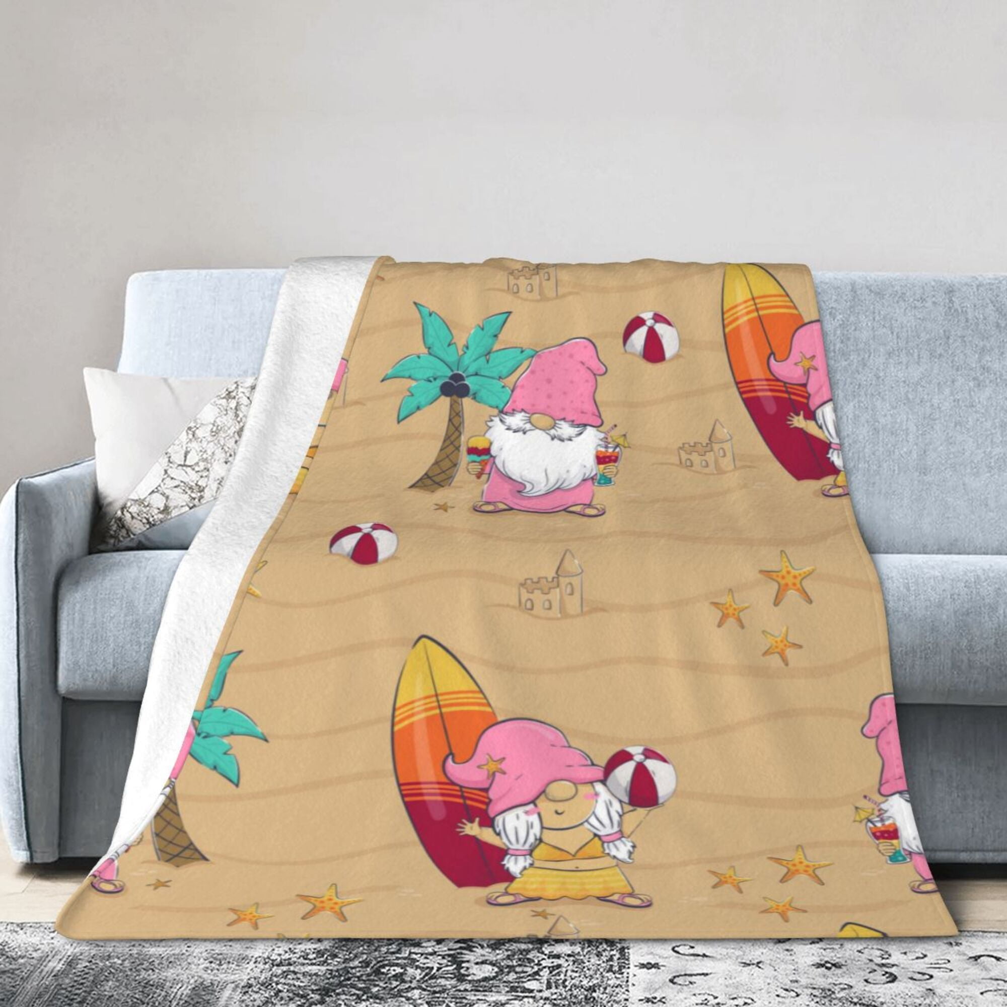 ZICANCN Throw Blanket Cartoon Gnome Playing Ball , Couch Ultra Soft ...
