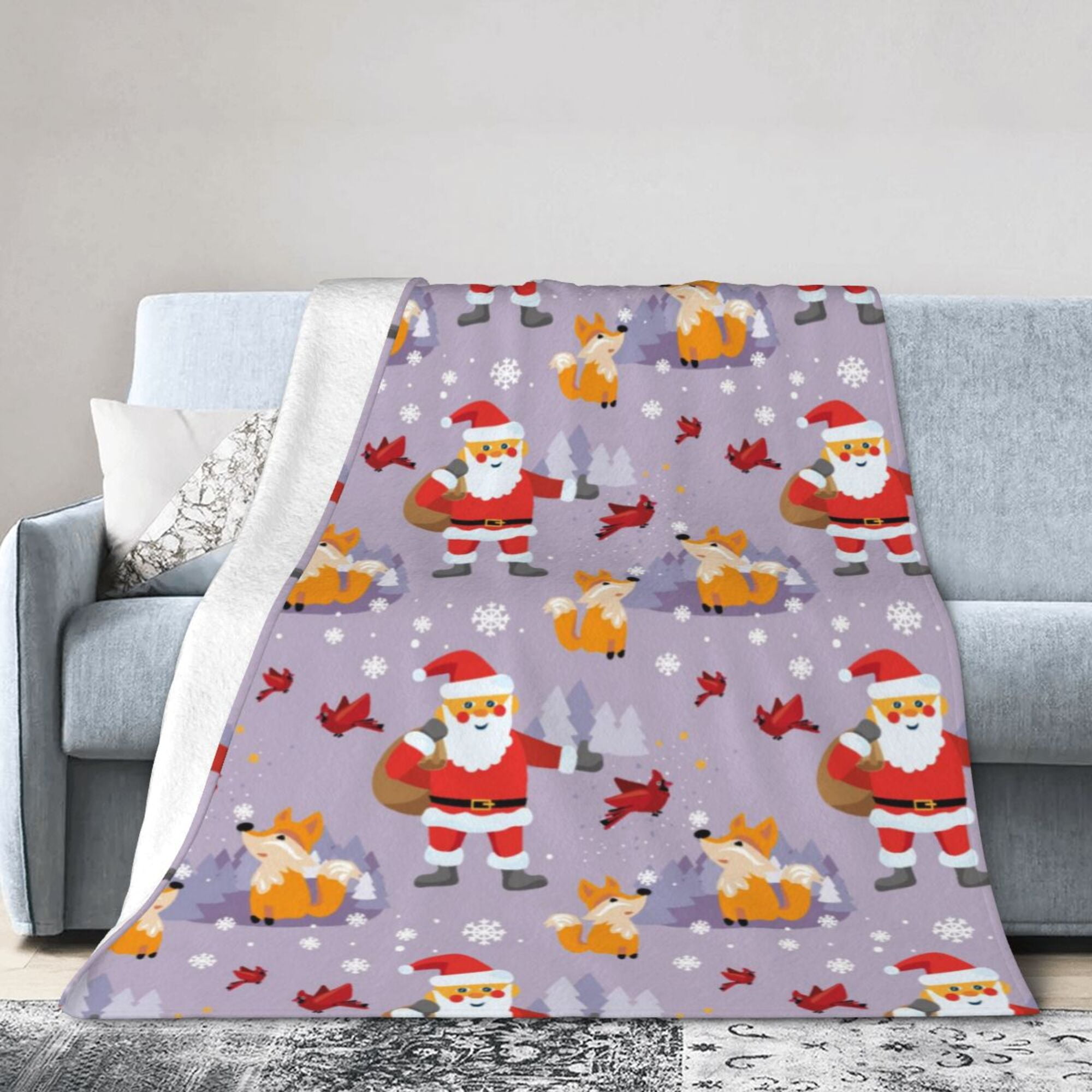 ZICANCN Throw Blanket Cartoon Santa Purple , Couch Ultra Soft Micro ...