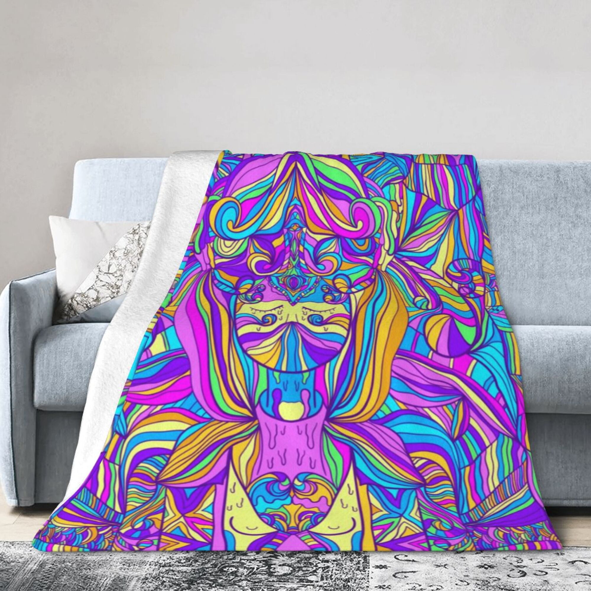 ZICANCN Throw Blanket Crying Girl Swirl Psychedelic , Couch Ultra Soft ...