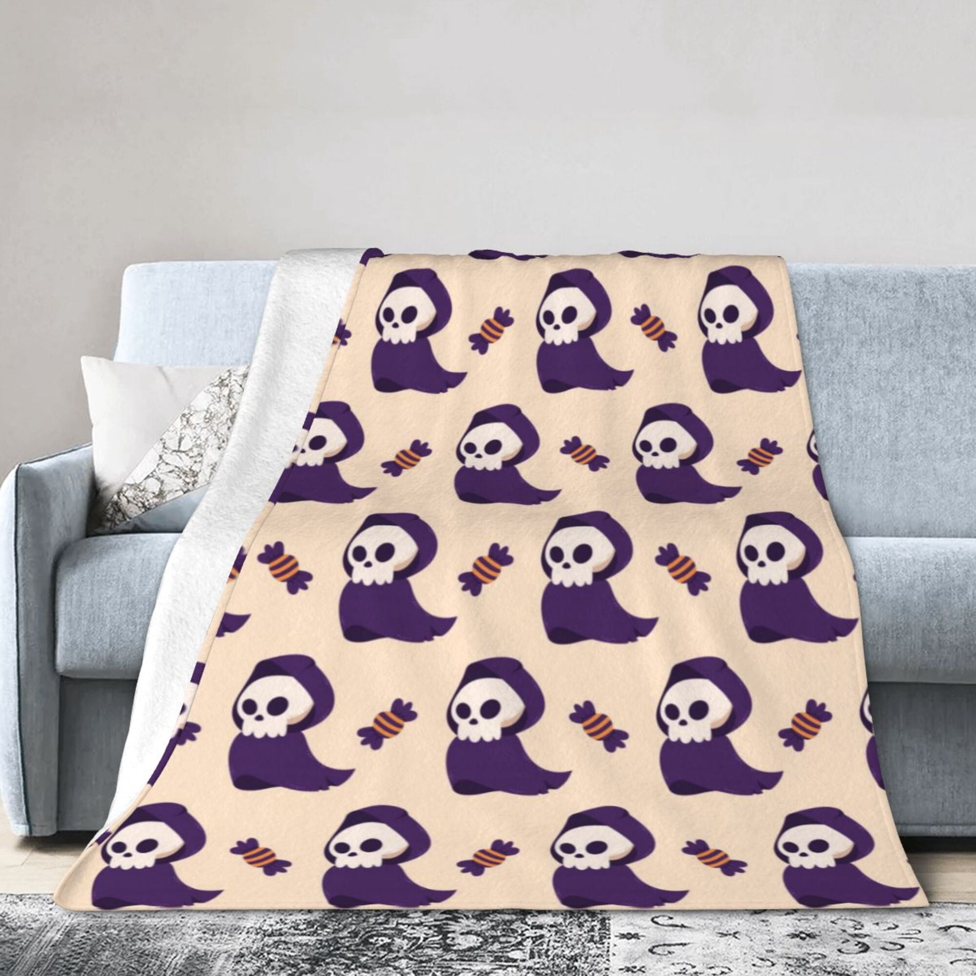 ZICANCN Throw Blanket Evil Bone Spider Candy , Couch Ultra Soft Micro ...