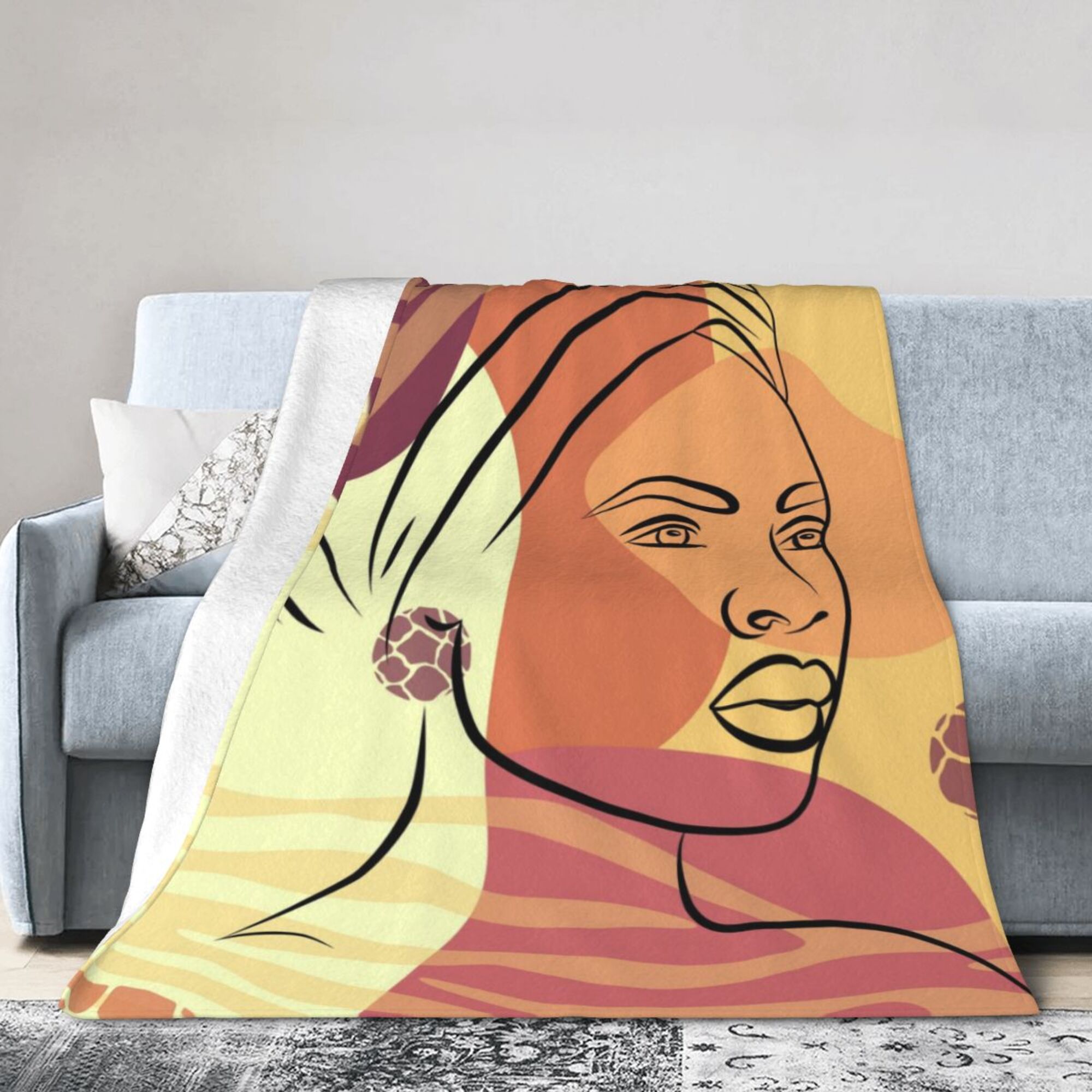 ZICANCN Throw Blanket Face Silhouette Abstract Woman , Couch Ultra Soft ...