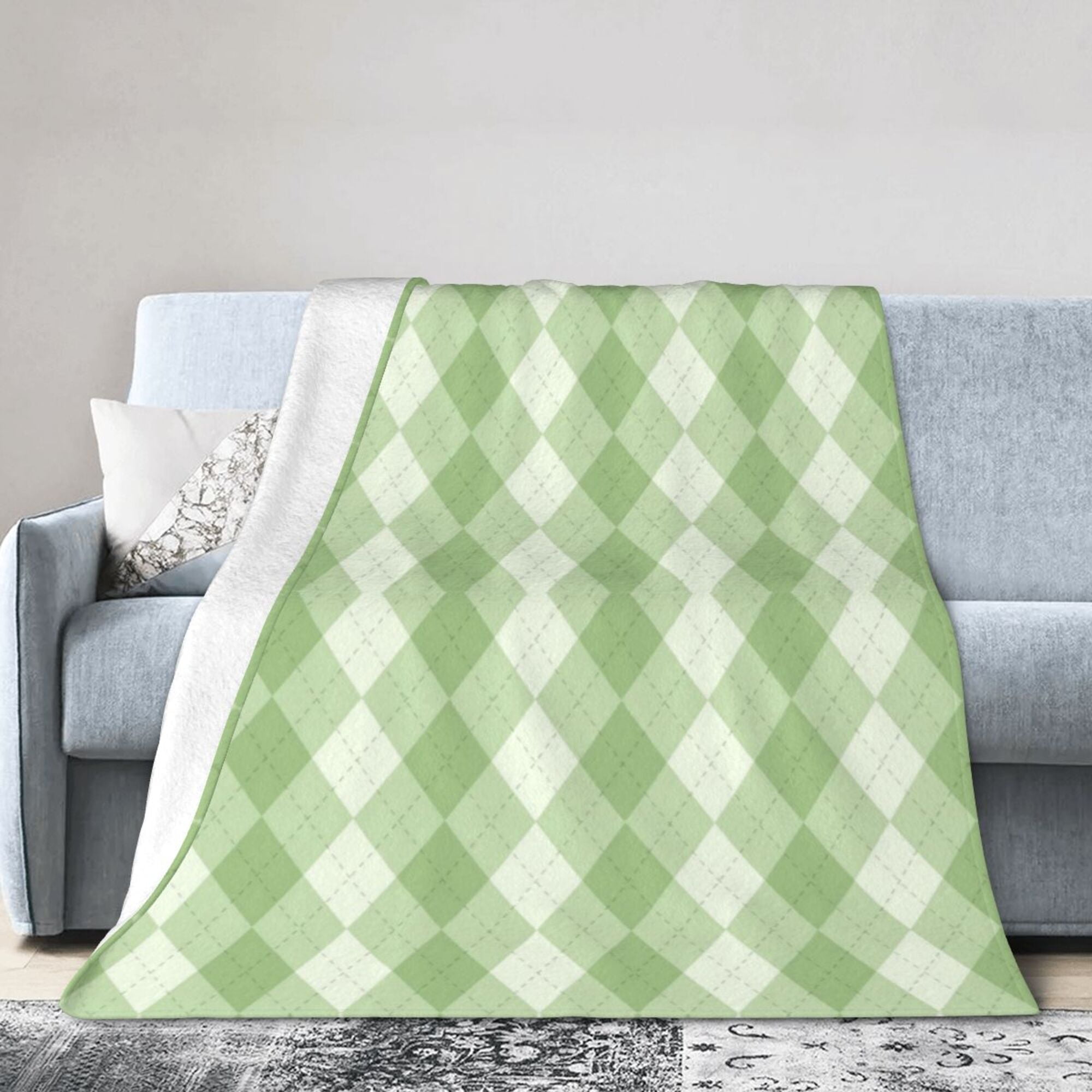 ZICANCN Throw Blanket Green Rhombus Stripe Plaid , Couch Ultra Soft ...