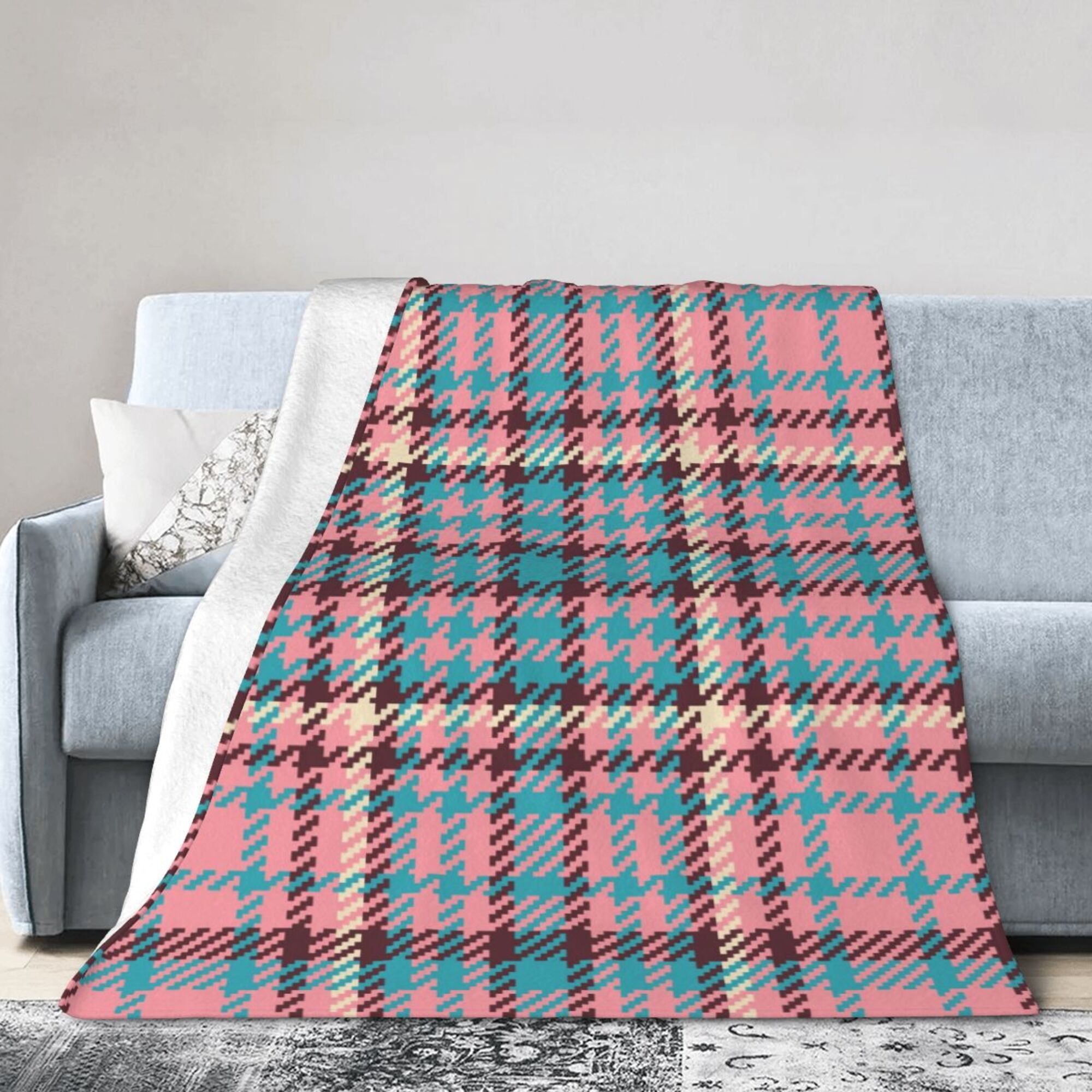 ZICANCN Throw Blanket Pink Check Plaid Background , Couch Ultra Soft ...