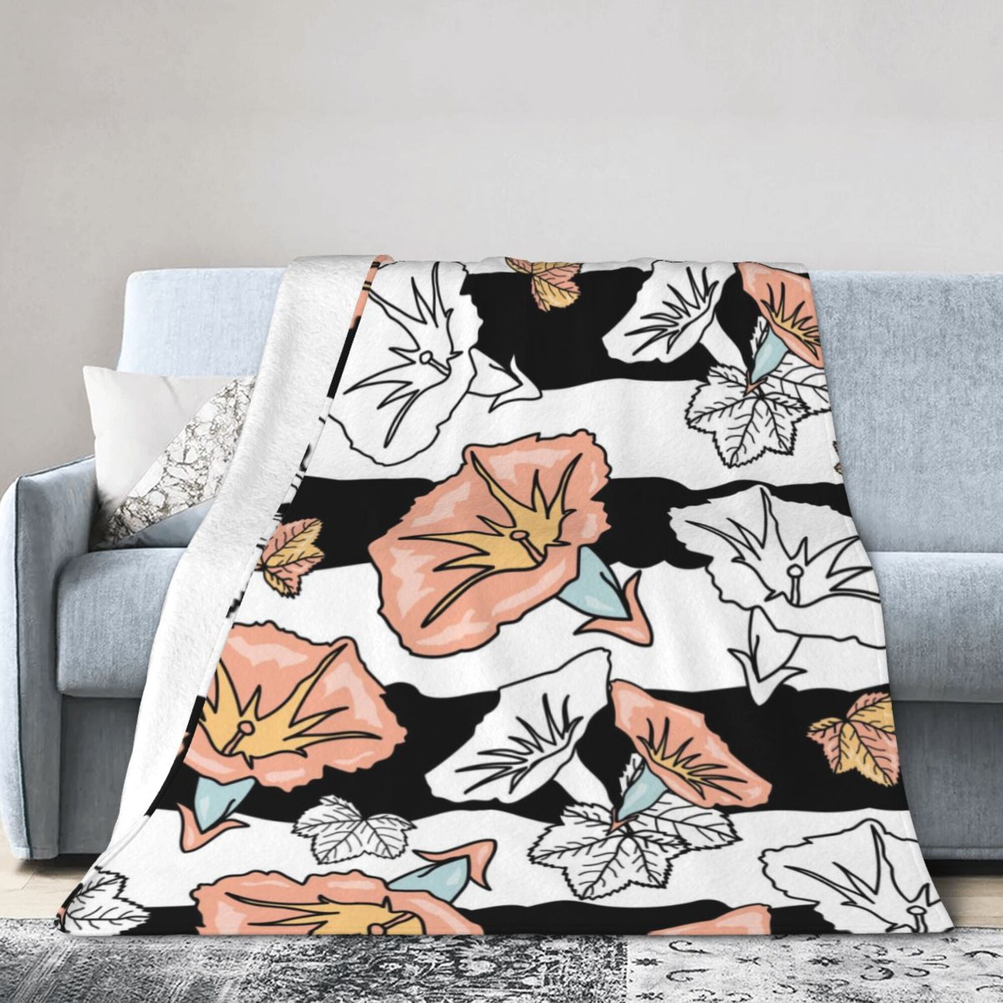 ZICANCN Throw Blanket Simple Floral Texture , Couch Ultra Soft Micro ...