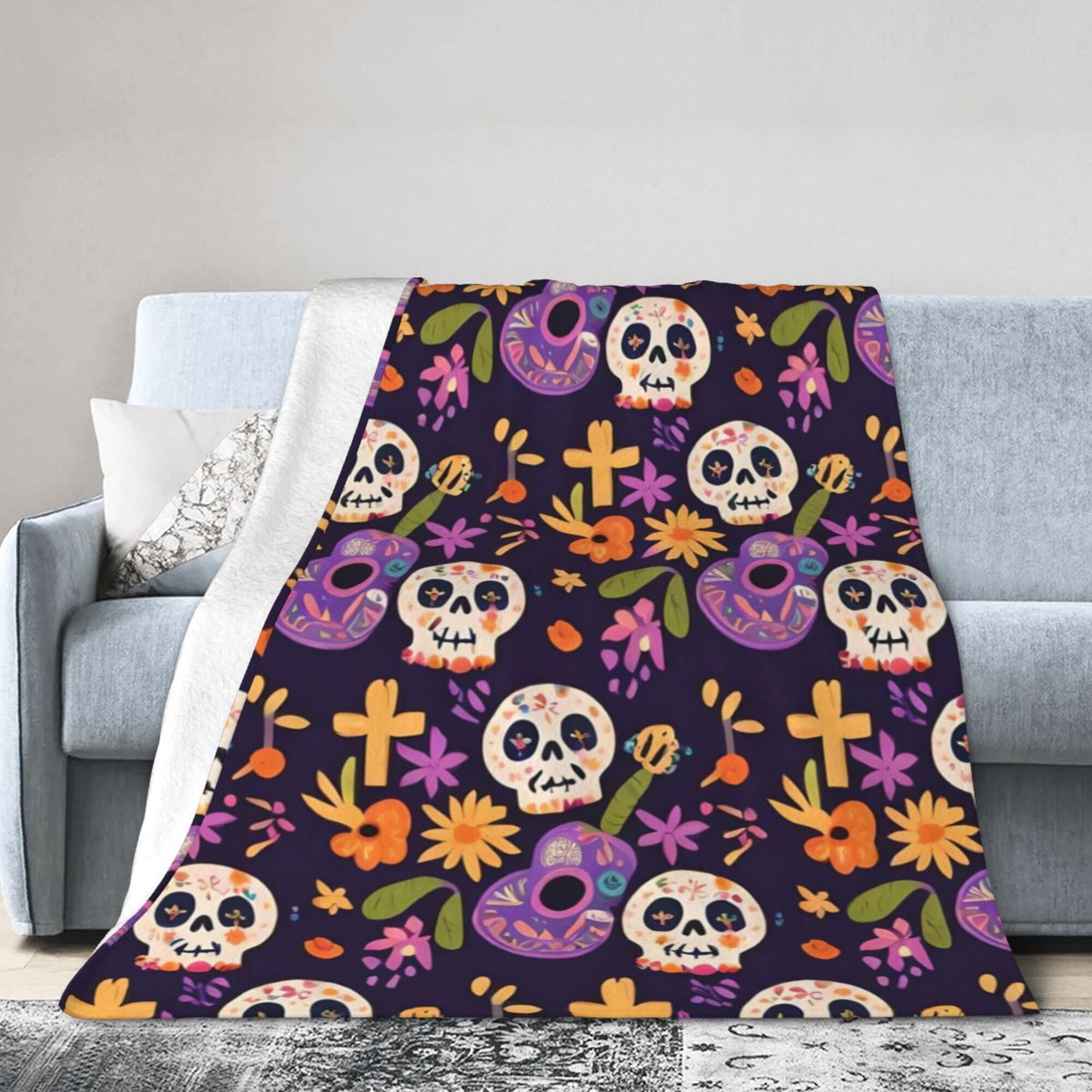 ZICANCN Throw Blanket Skeleton Guitar Death Devil , Couch Ultra Soft ...