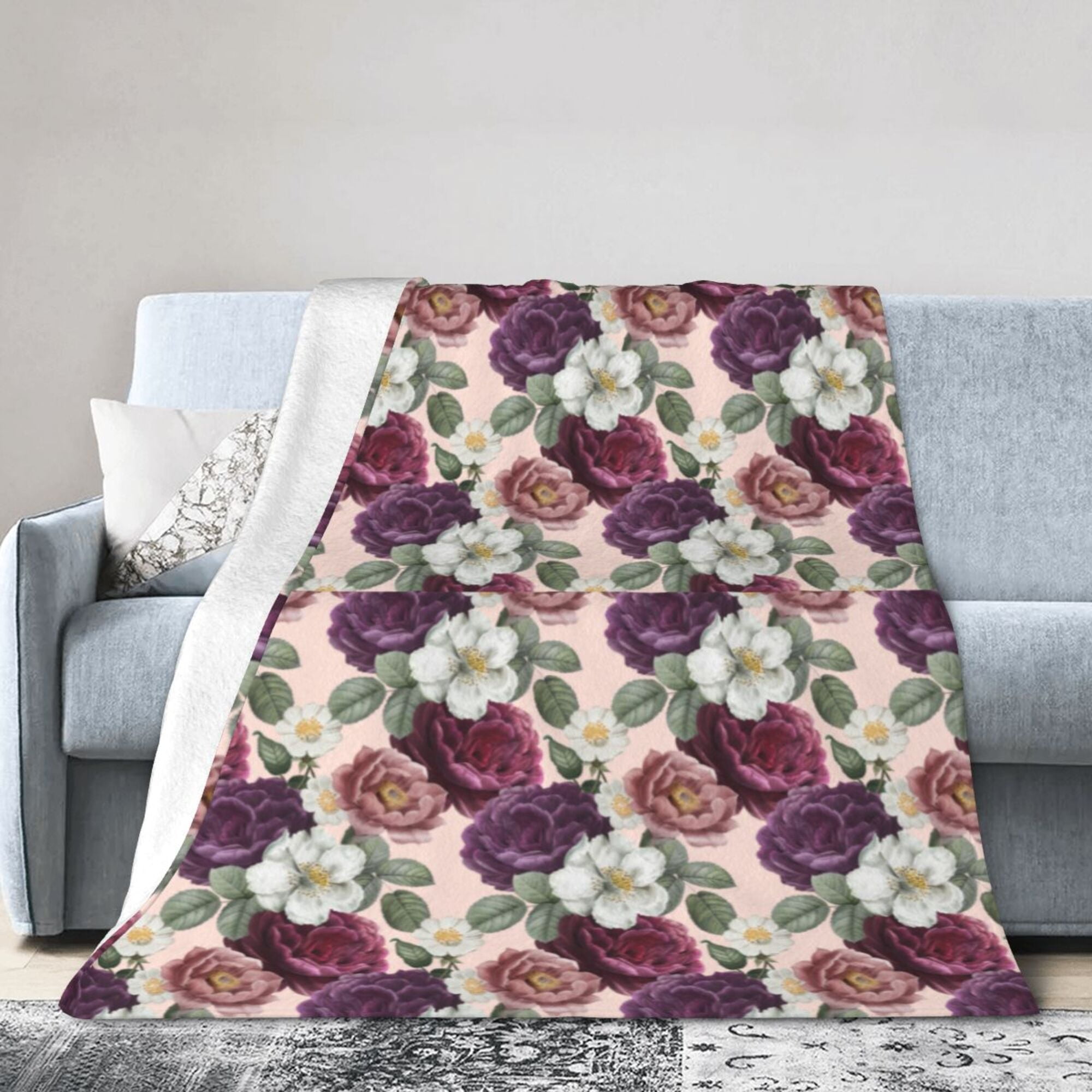 ZICANCN Throw Blanket Vintage Flower Elegant Rose , Couch Ultra Soft ...