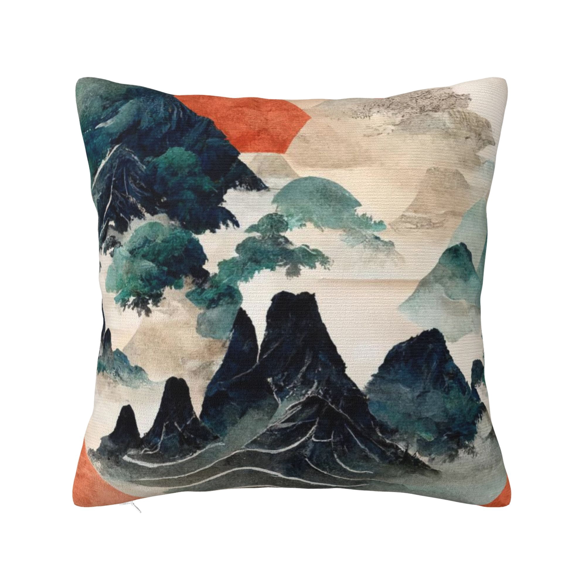 ZICANCN Traditional Japanese Watercolor Mountain Throw Pillow Covers ...