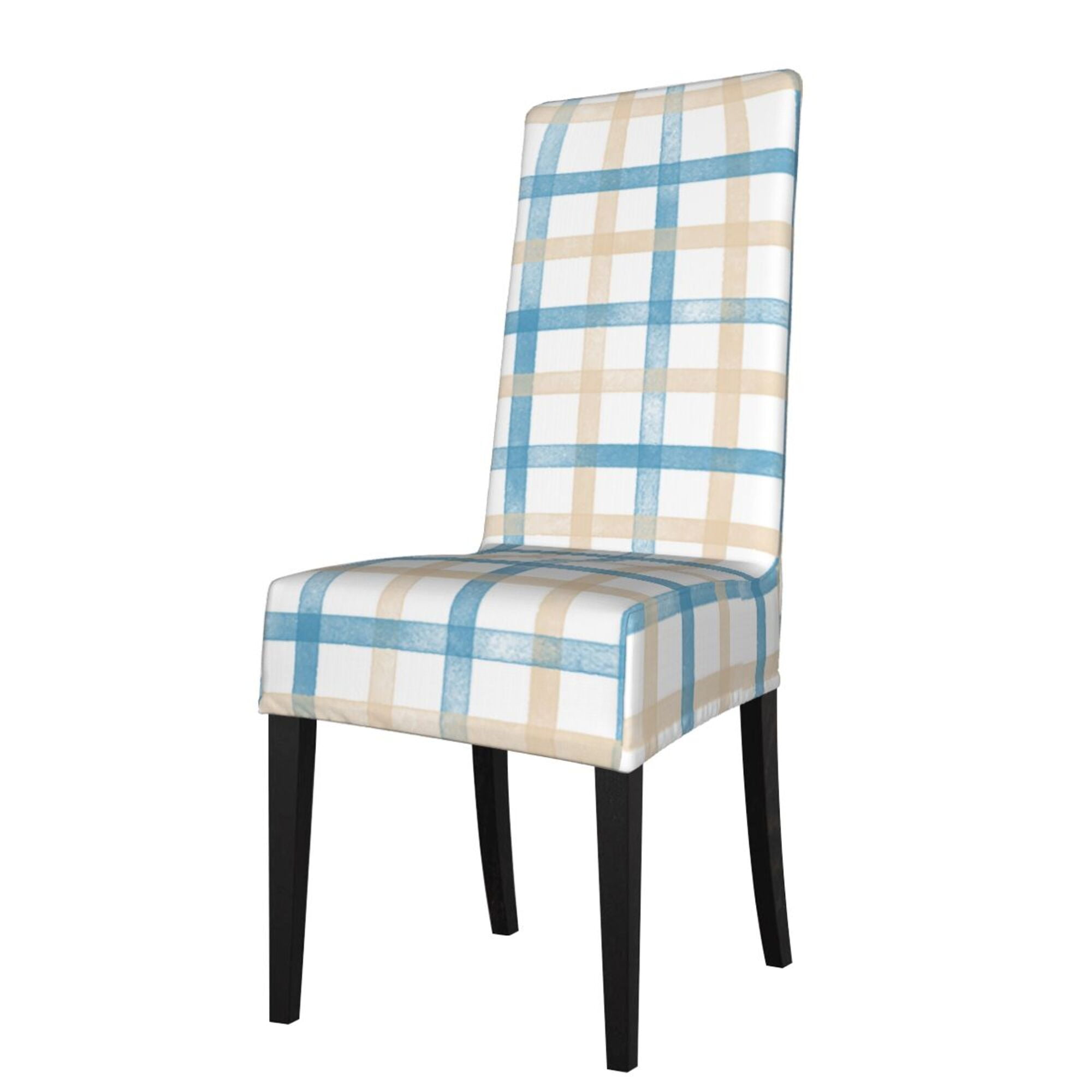 ZICANCN Watercolor Blue Yellow Plaid Chair Protectors Seat Covers ...