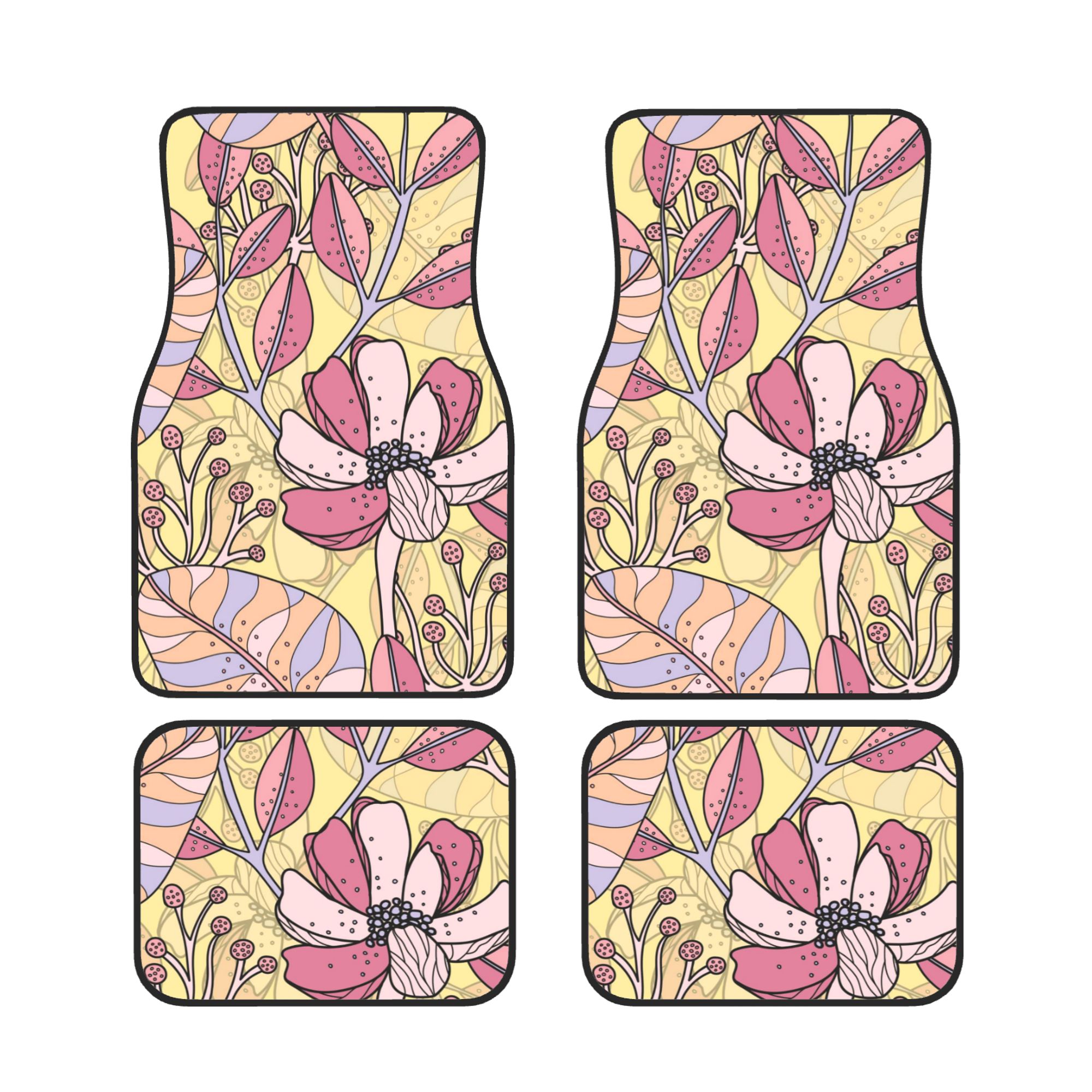 ZICANCN Waterproof Car Floor Mats Full Set, Beauty Botanical Rose ...