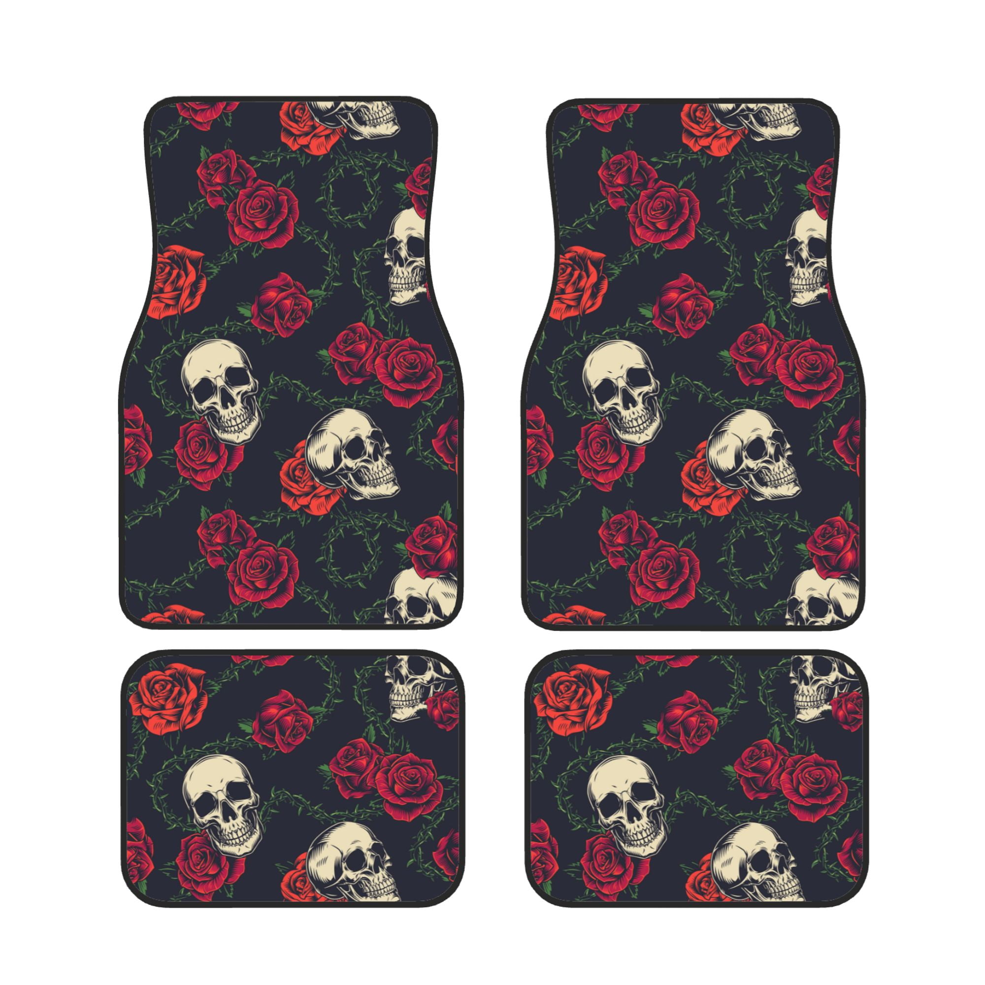 ZICANCN Waterproof Car Floor Mats Full Set, Colorful Skulls Tattoos ...