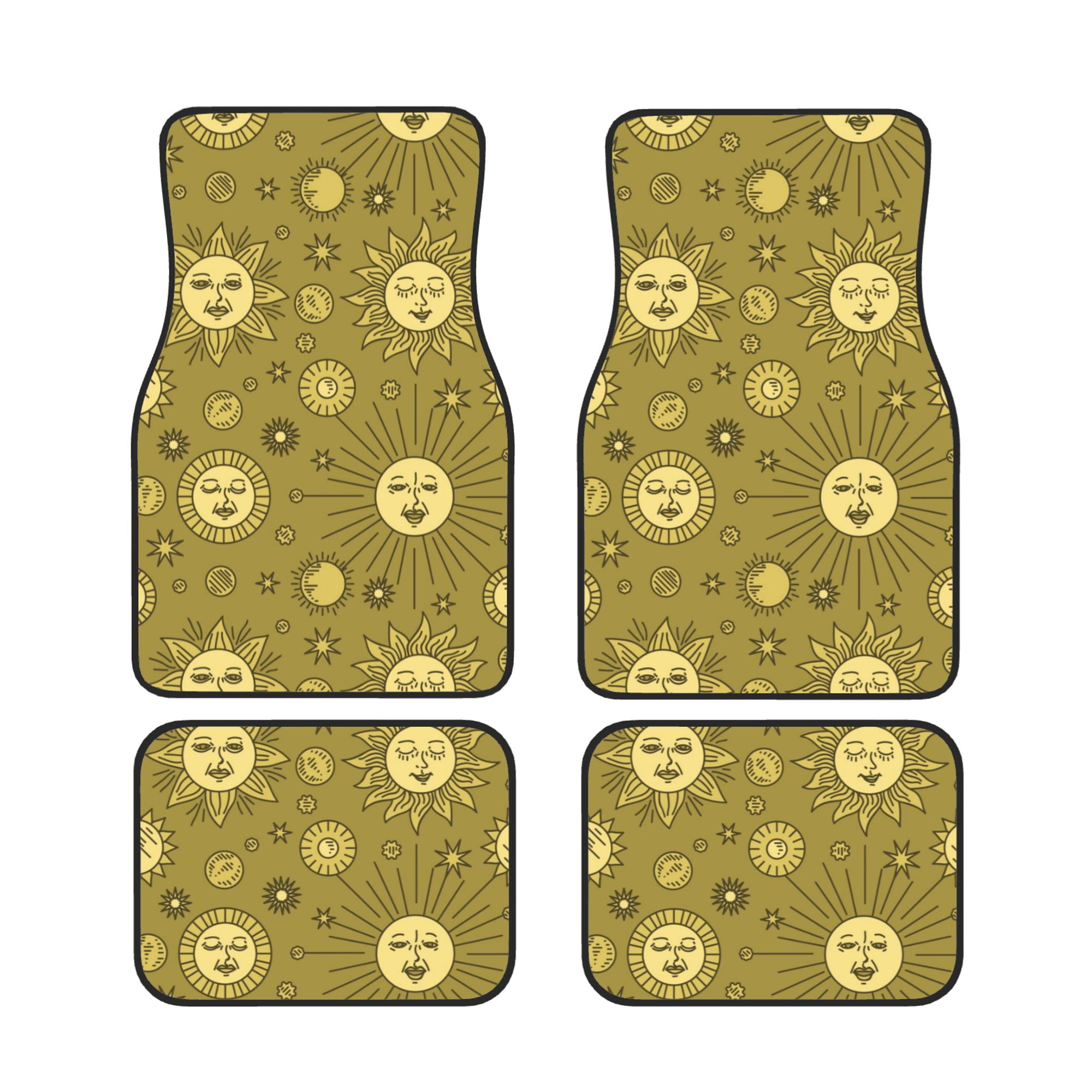 ZICANCN Waterproof Car Floor Mats Full Set, Sun Hand Drawn Background ...