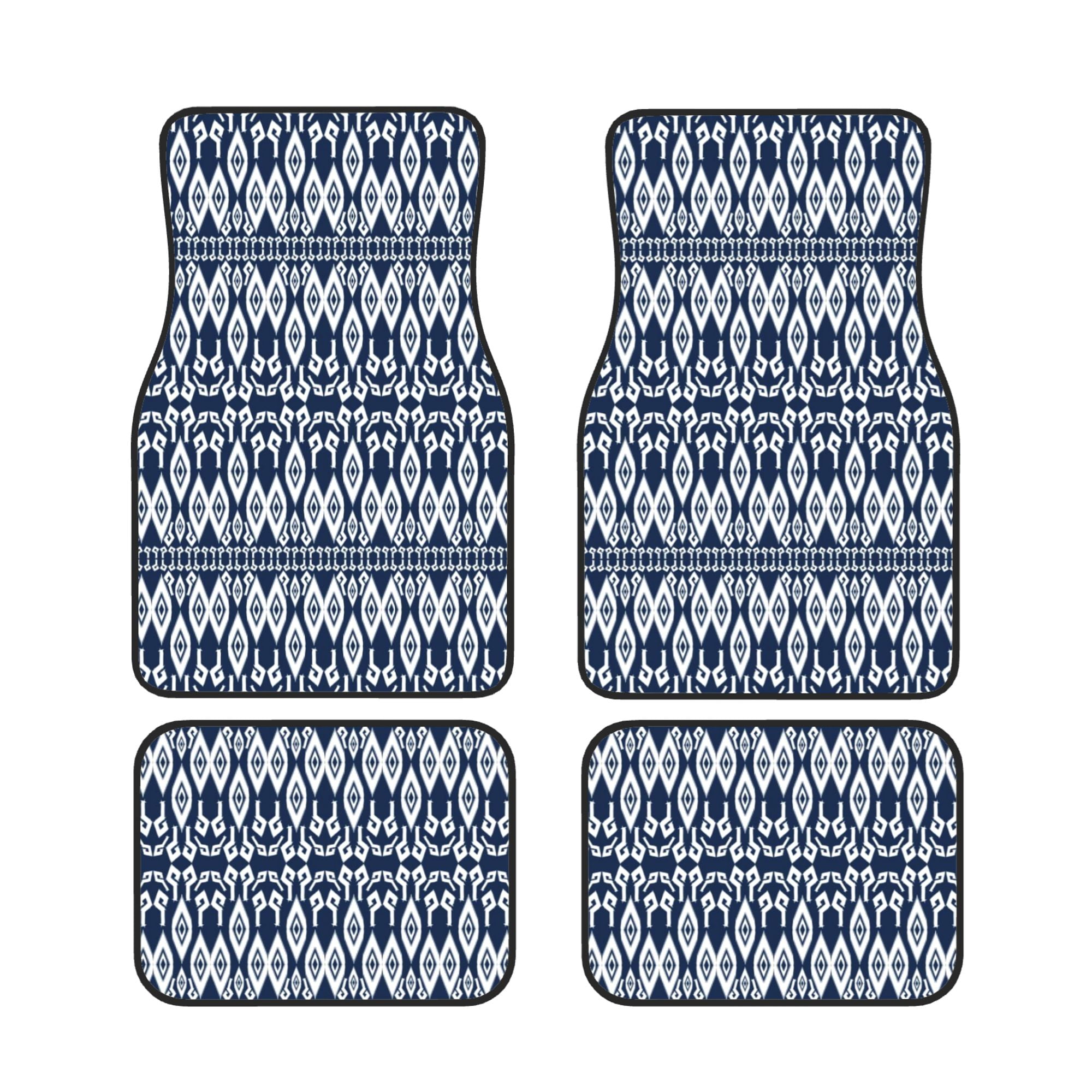 ZICANCN Waterproof Car Floor Mats Full Set, Zigzag Boho Indigo White ...