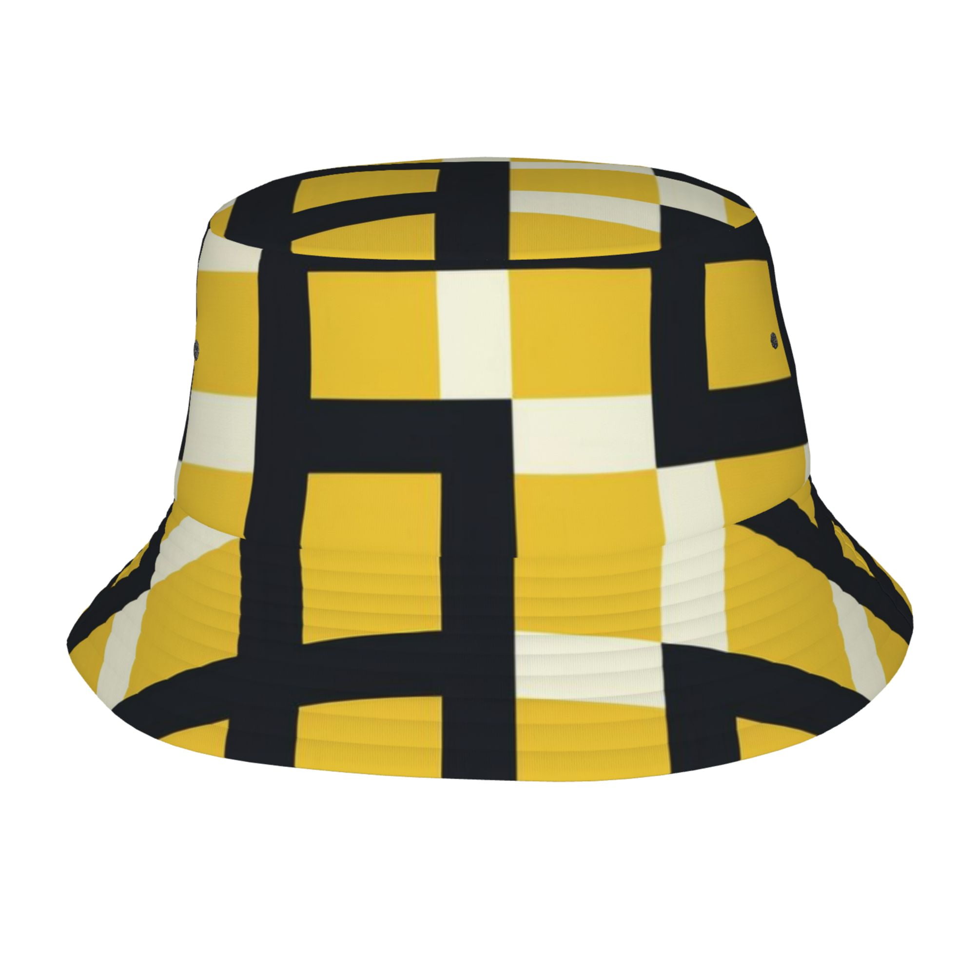 ZICANCN Yellow Striped Maze Plaid Bucket Hat , Unisex Print Double-Side ...