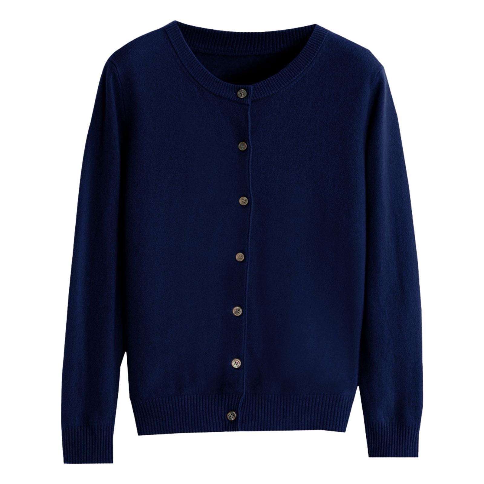 Womens Cardigans Basic Crew Neck Long Sleeve Button Down Cardigan for ...