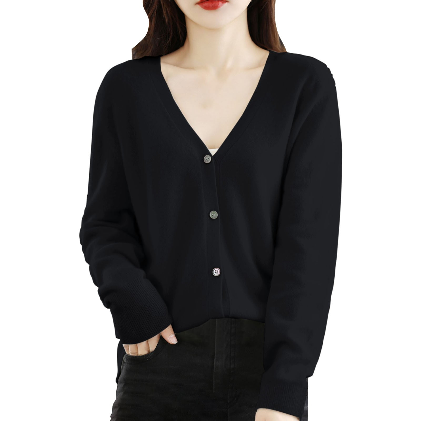 ZICTH Cardigans for Women Summer Autumn And Winter Simple Fashion Short ...