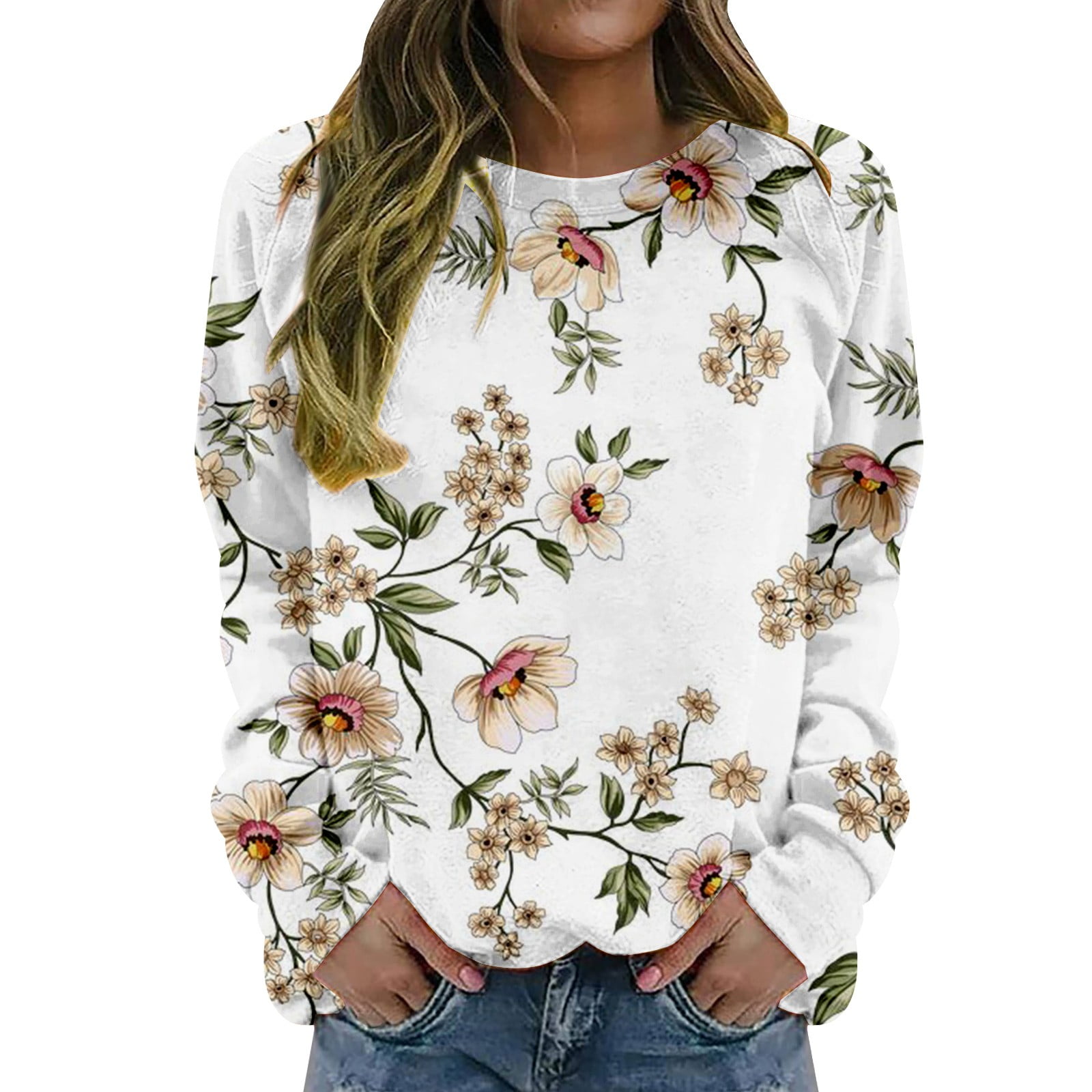 ZICTH Hoodies for Women Trendy Fall Fashion Casual Crewneck Long Sleeve ...