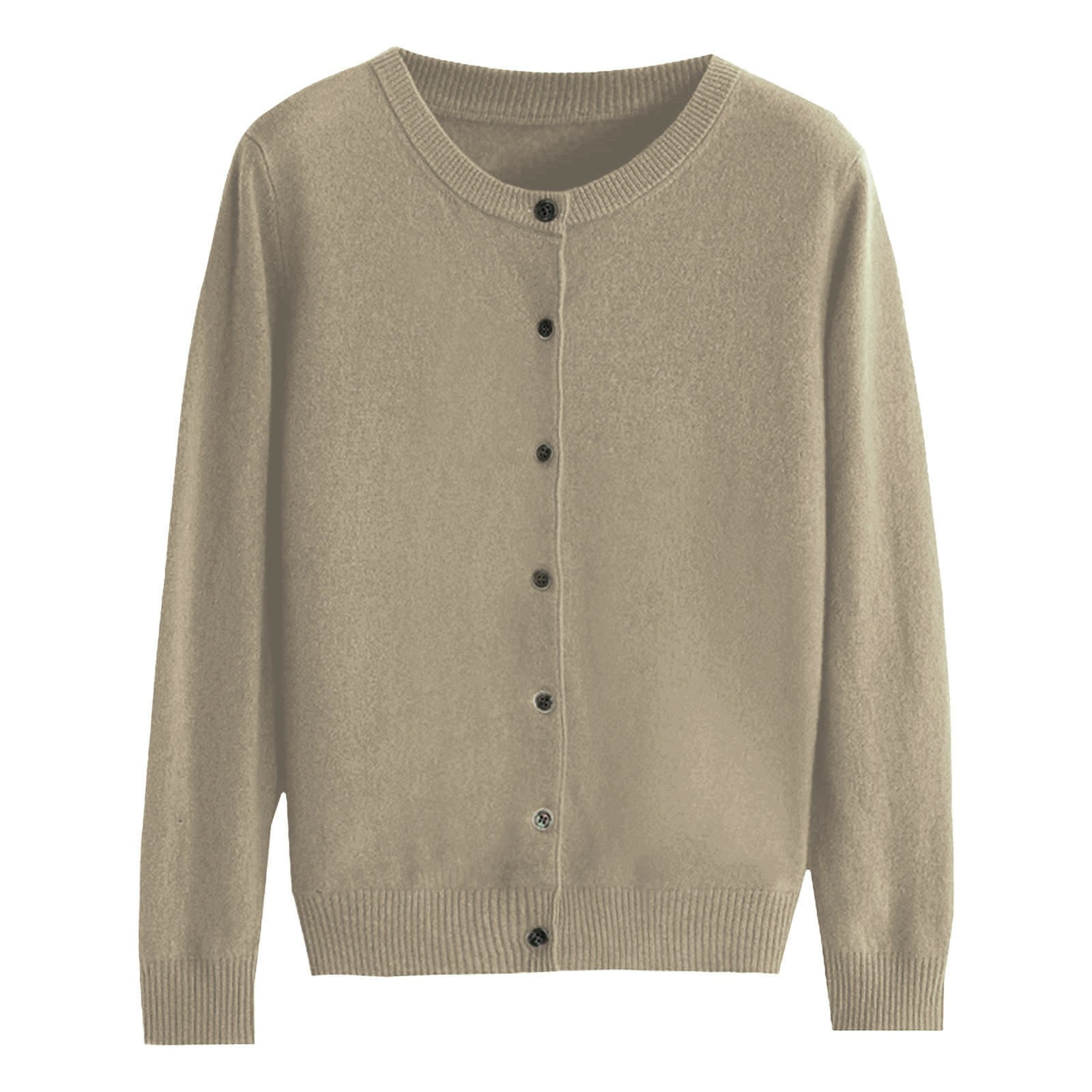 ZICTH Plus Size Cardigans for Women Basic Crew Neck Long Sleeve Button Down Cardigan Womens ...