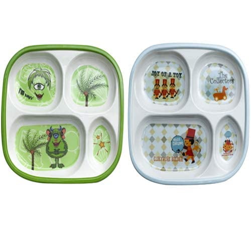 ZIDO Pack of 2 Exclusive Melamine AGrade Quality Square Partition Plate ...