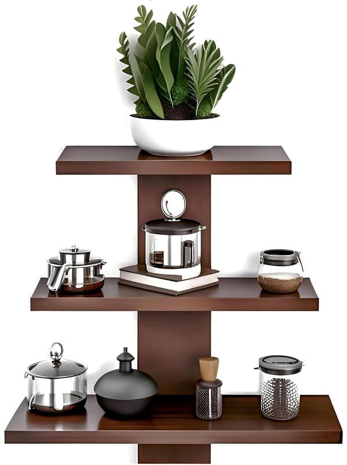ZIG ZAG Tree Shape Wall Shelf with 3 Rack Spaces, | Wooden Wall Mount ...