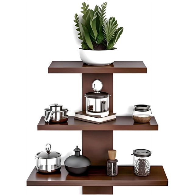 ZIG ZAG Tree Shape Wall Shelf with 3 Rack Spaces, | Wooden Wall Mount ...
