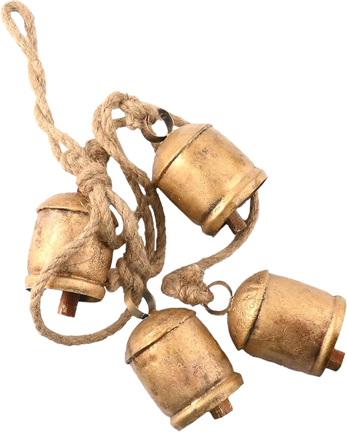 ZIG ZAG Vintage Gold Cluster Cow Bells on Rope (Pack of 4) Handmade ...