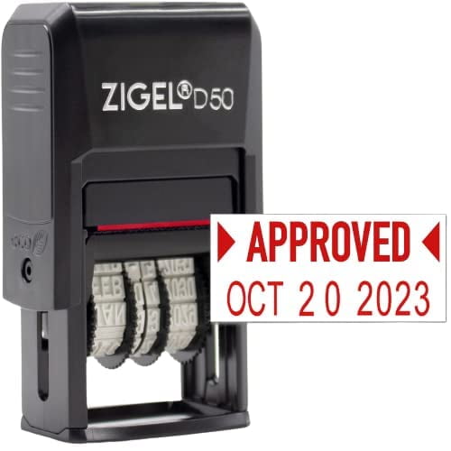 ZIGEL D50 Date Stamp with Approved - Self Inking Date Stamp - Red ...