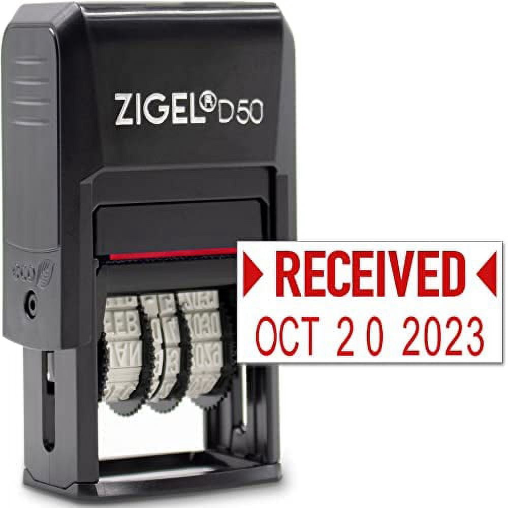 ZIGEL D50 Date Stamp with Received - Self Inking Date Stamp - Red ...