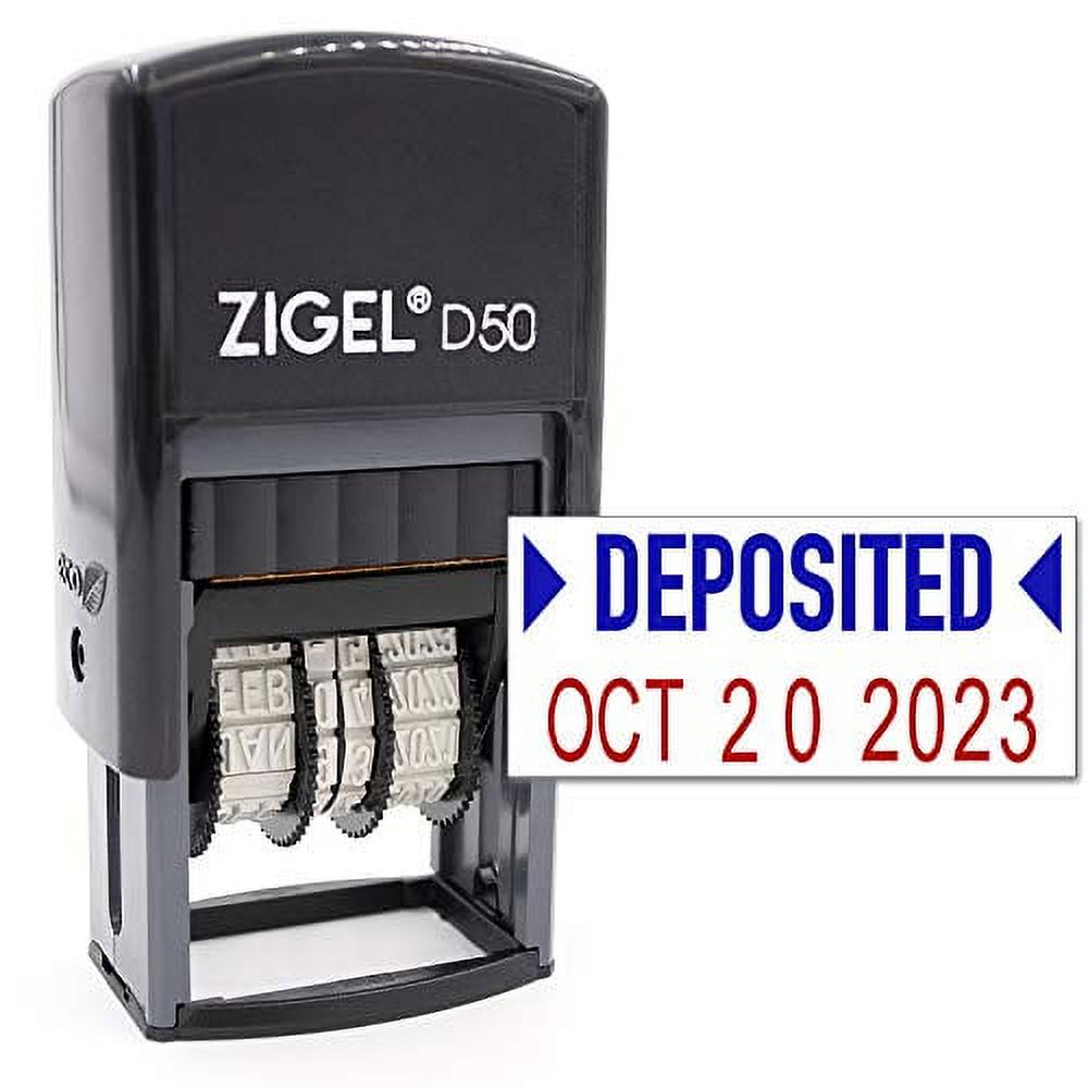 ZIGEL Date Stamp with Completed - Self Inking Date Stamp - Blue/Red ...